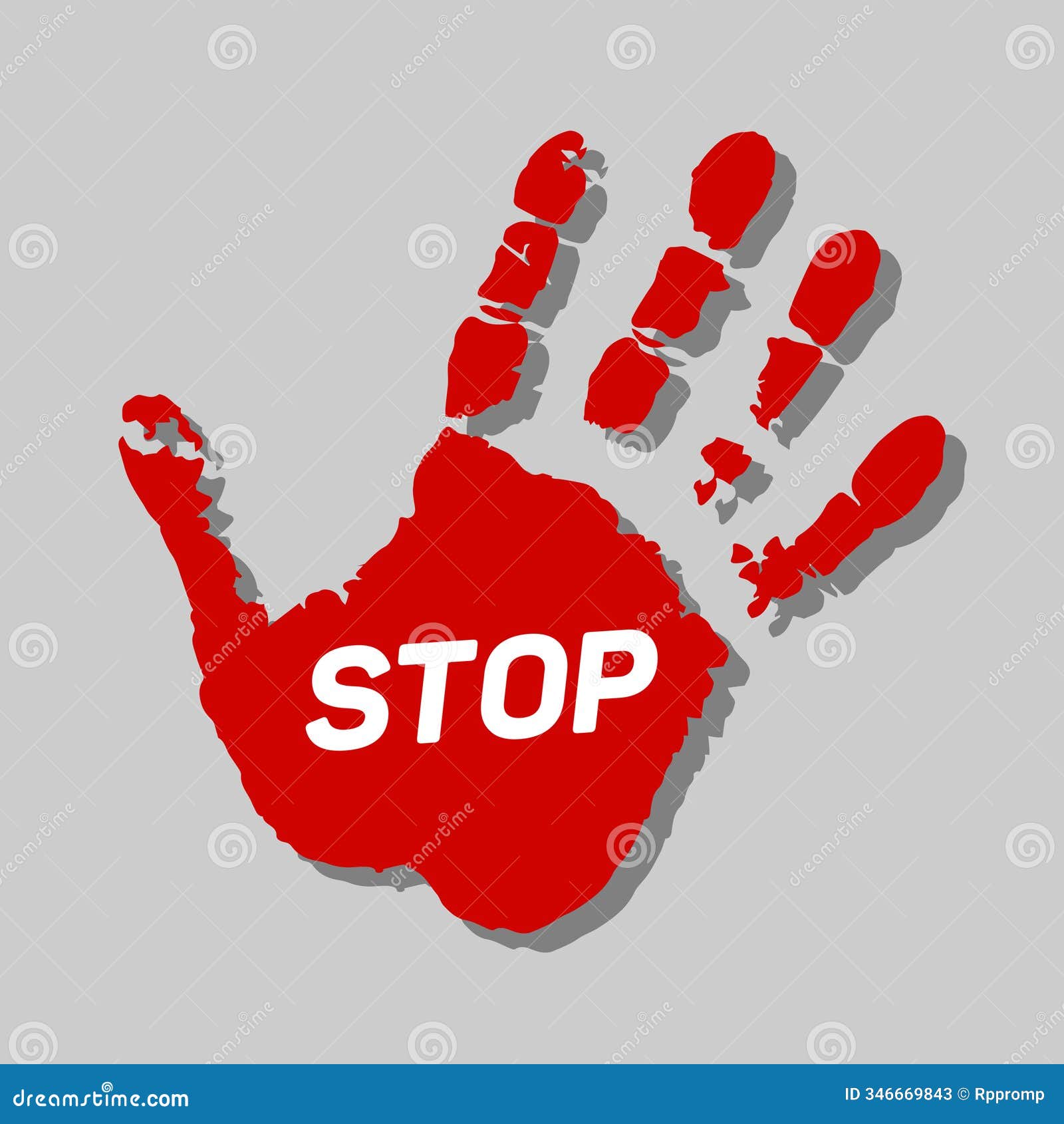 Handprint with stop text stock illustration. Illustration of world ...