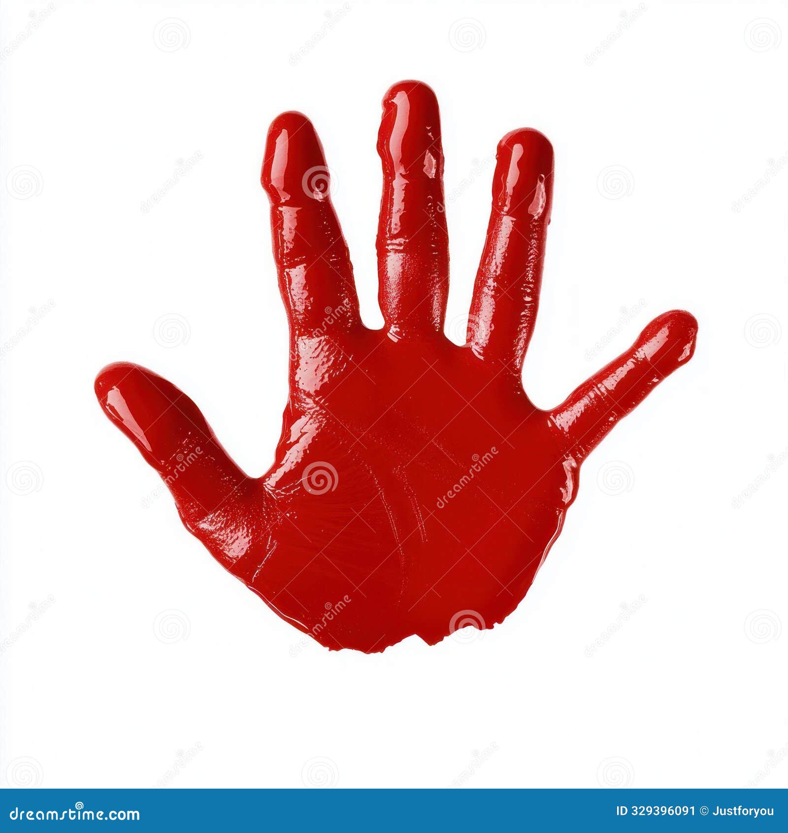 Red Handprint on White Background. Generative Ai Stock Illustration ...