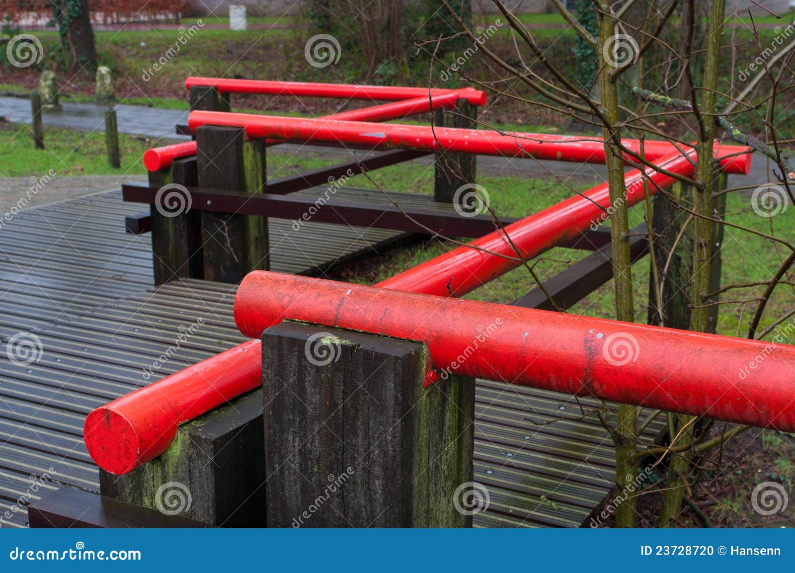 Red handrail stock photo. Image of wood, steel, structure - 23728720