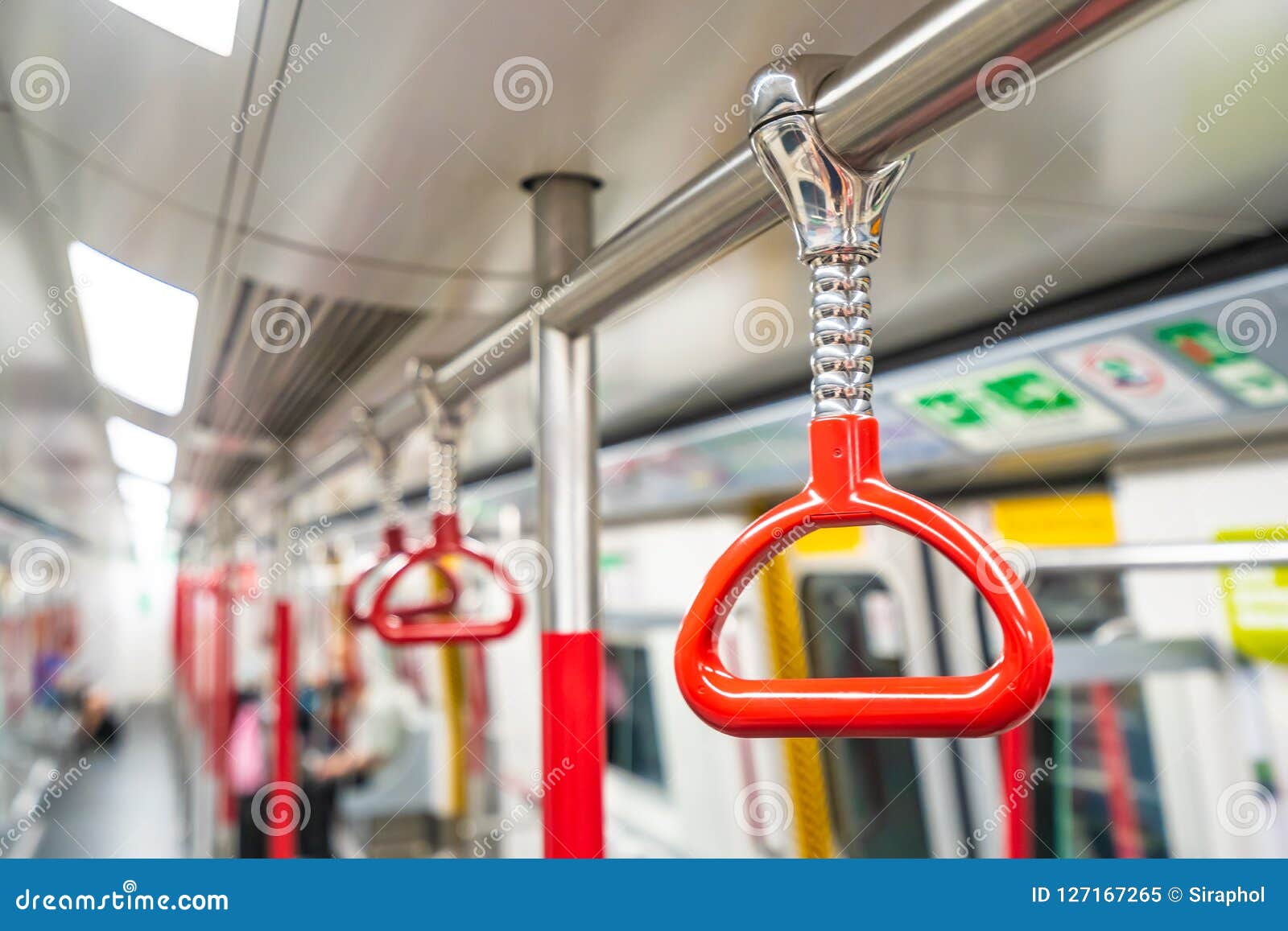 Red Handrails in Subway Train Stock Image - Image of metal, handrails ...