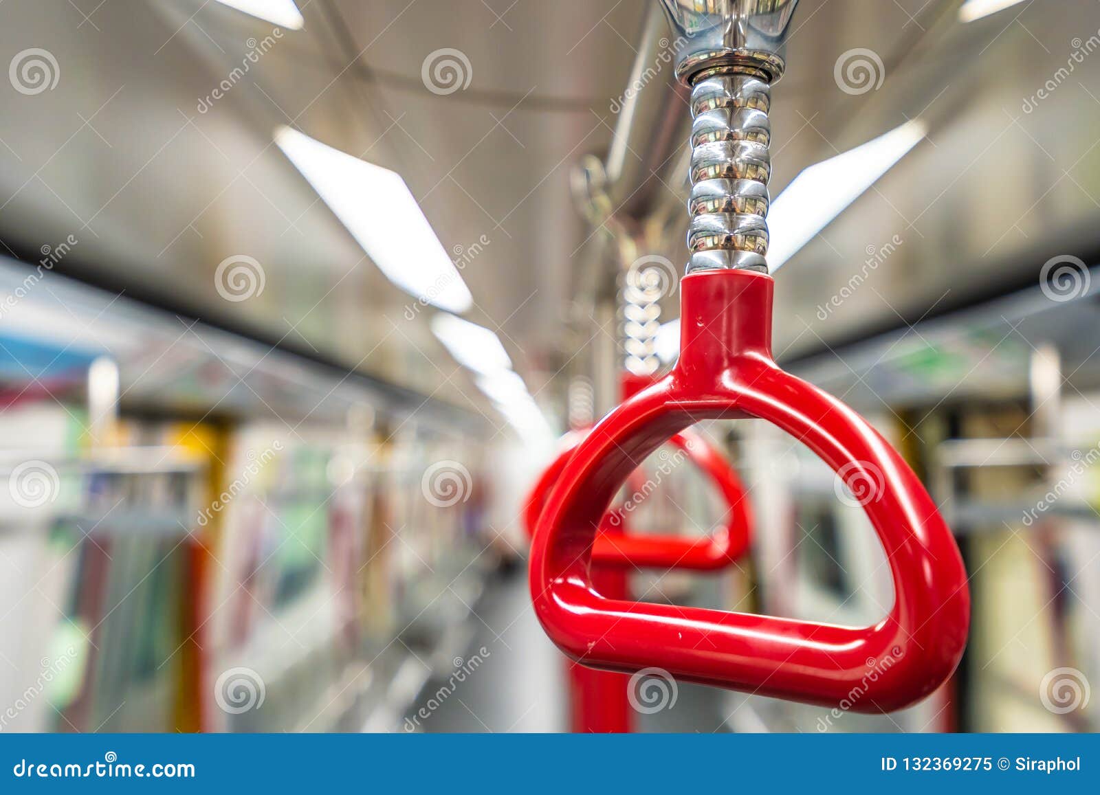 Red Handrails in Subway Train Stock Image - Image of public, handgrip ...