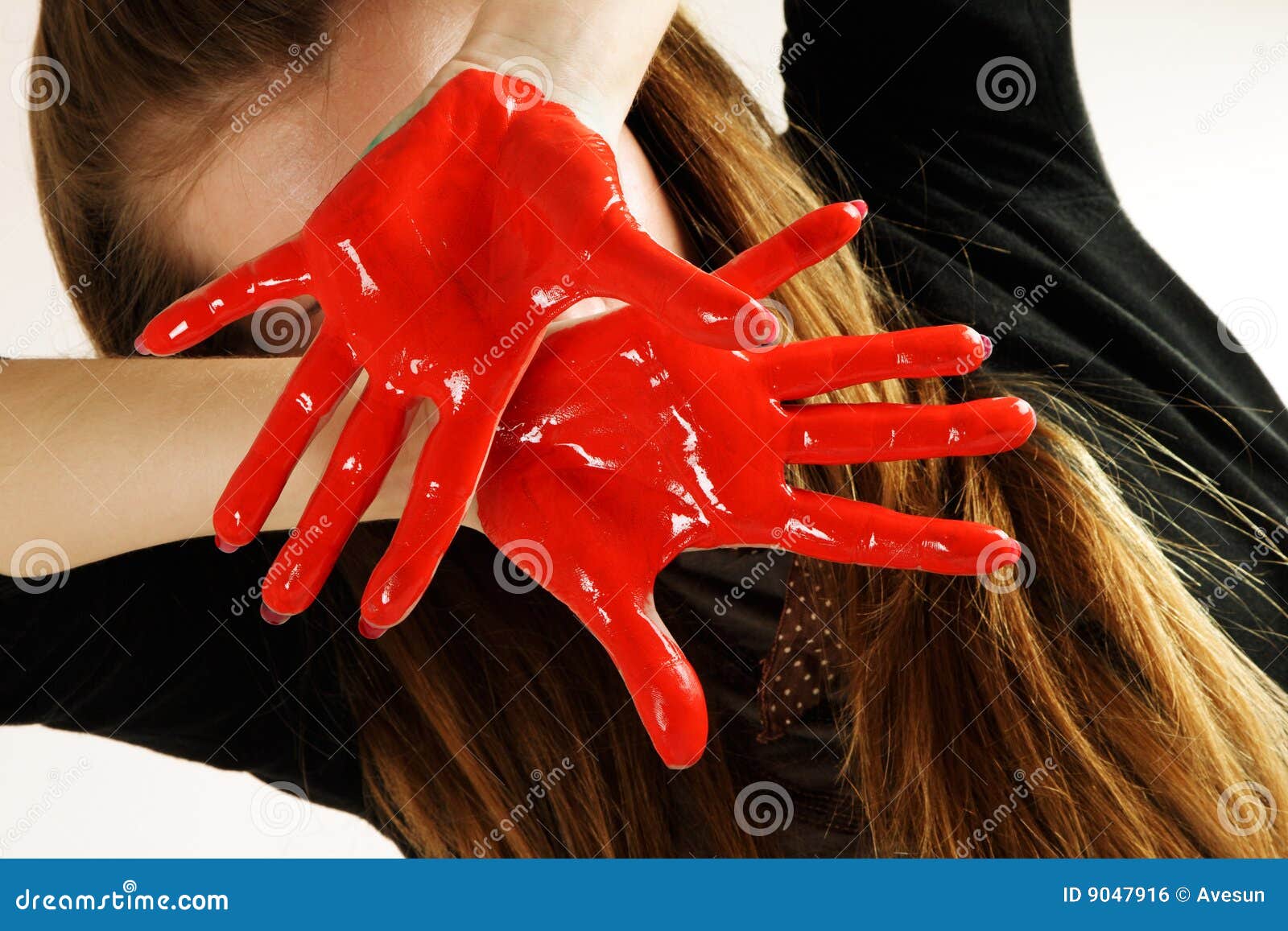 Red hands stock photo. Image of paint, woman, abstraction - 9047916