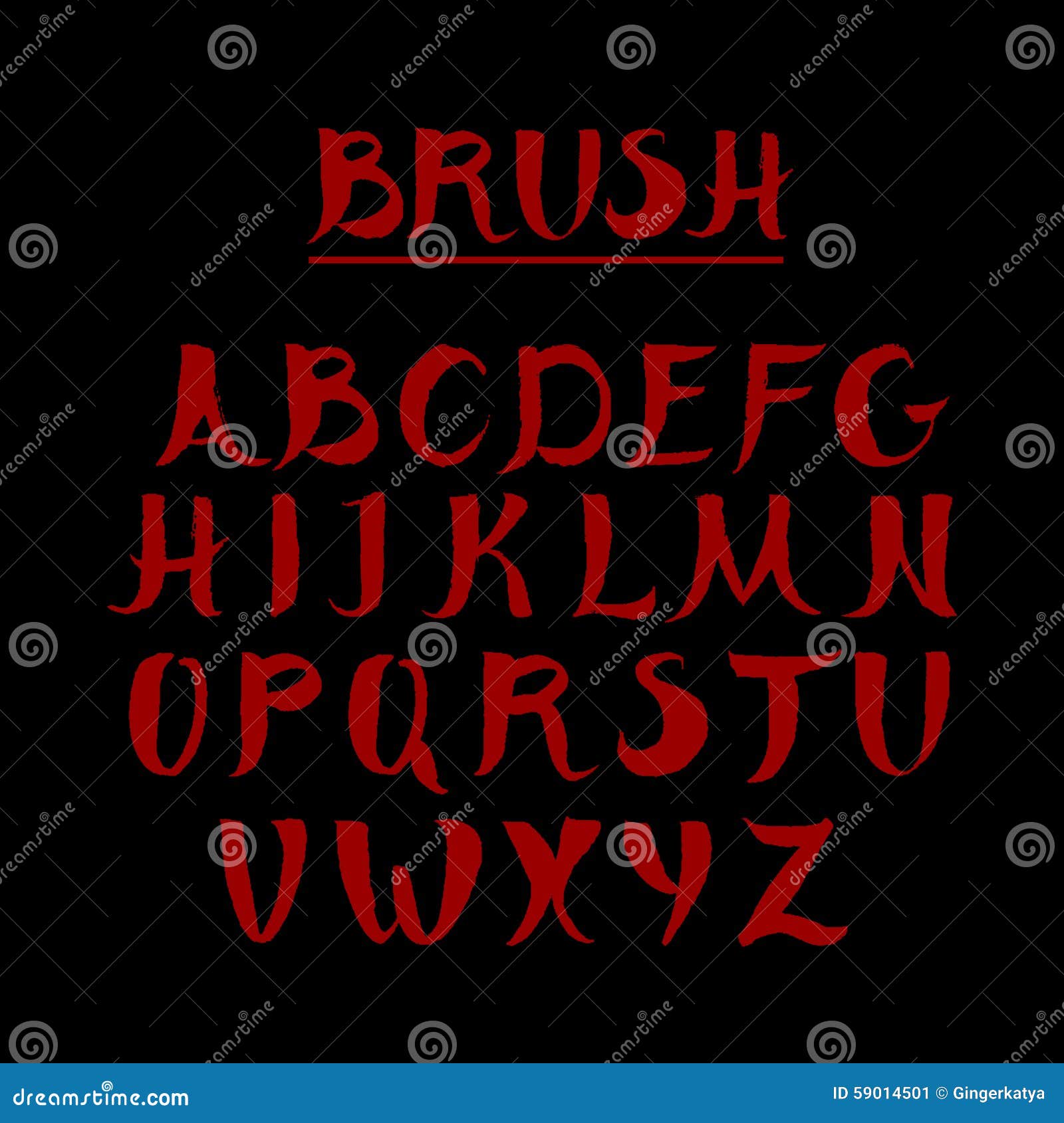 Red Handwritten Calligraphic Alphabet. Made in Stock Vector ...