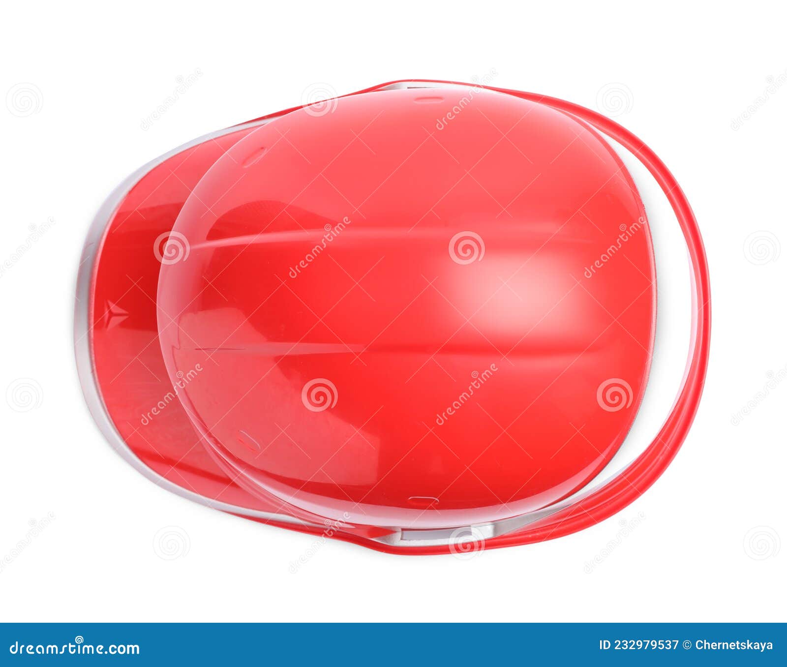Red Hard Hat Isolated on White, Top View. Safety Equipment Stock Image ...