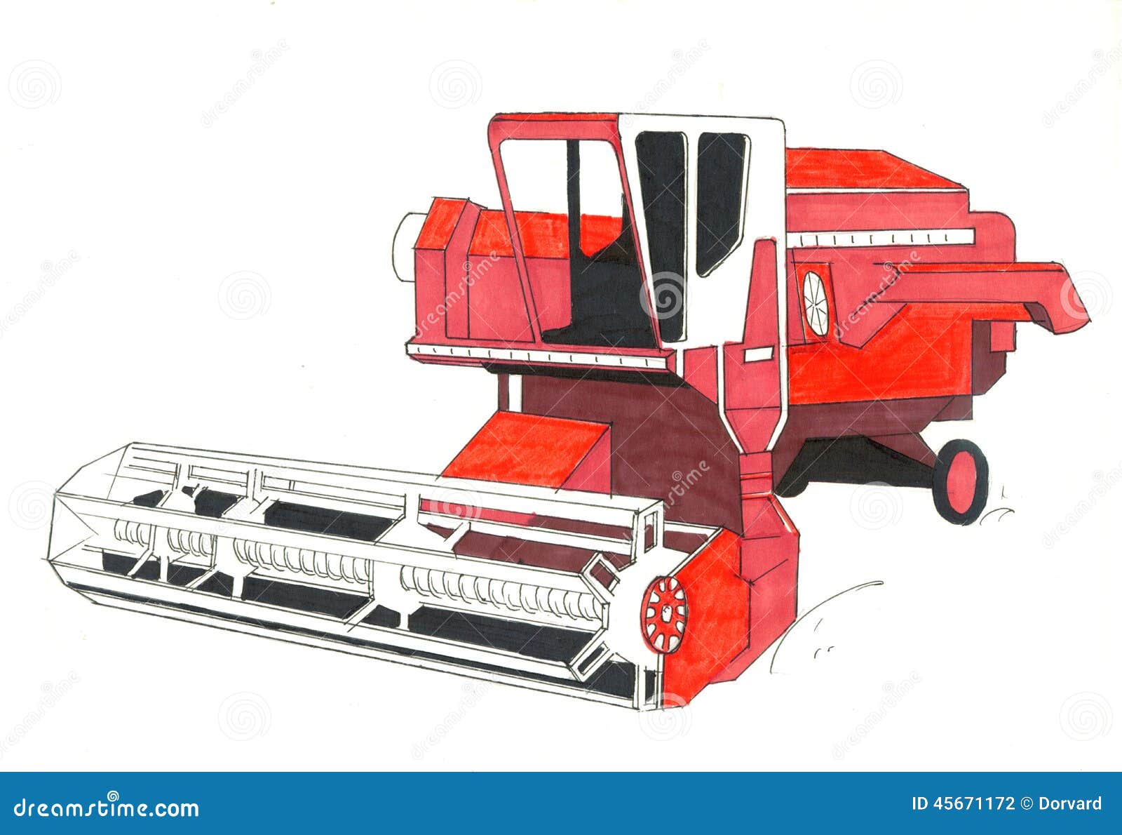 Red harvester drawing stock illustration. Illustration of landline ...