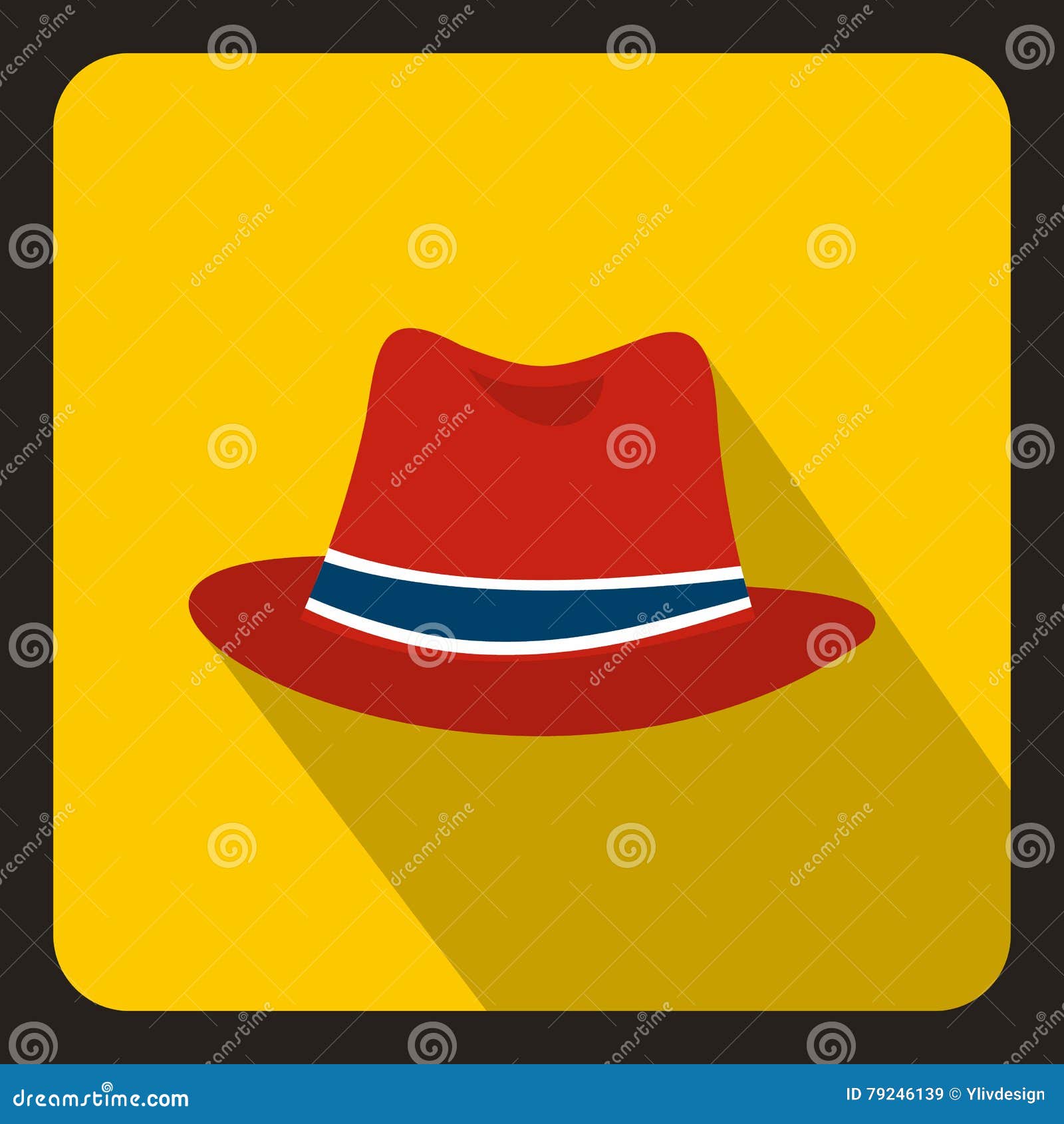 Red hat icon in flat style stock vector. Illustration of fashionable ...