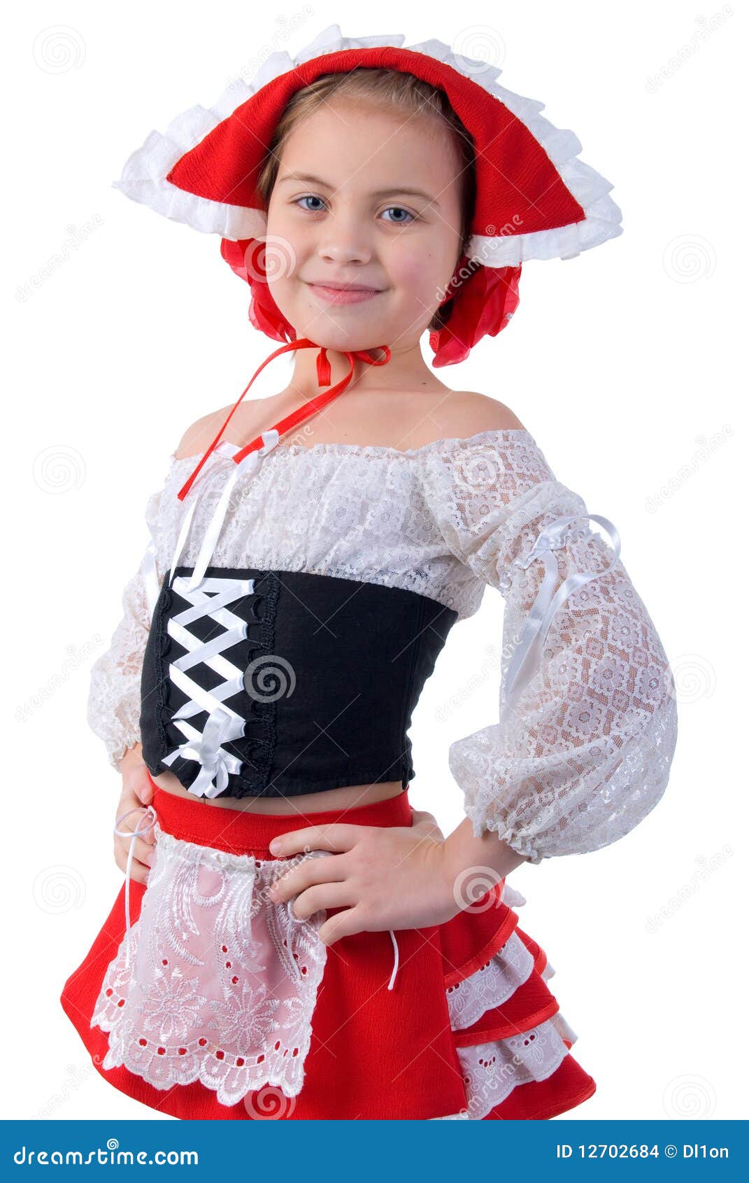 Red Hat Little Girl Portrait. Stock Photo - Image of book, portrait ...