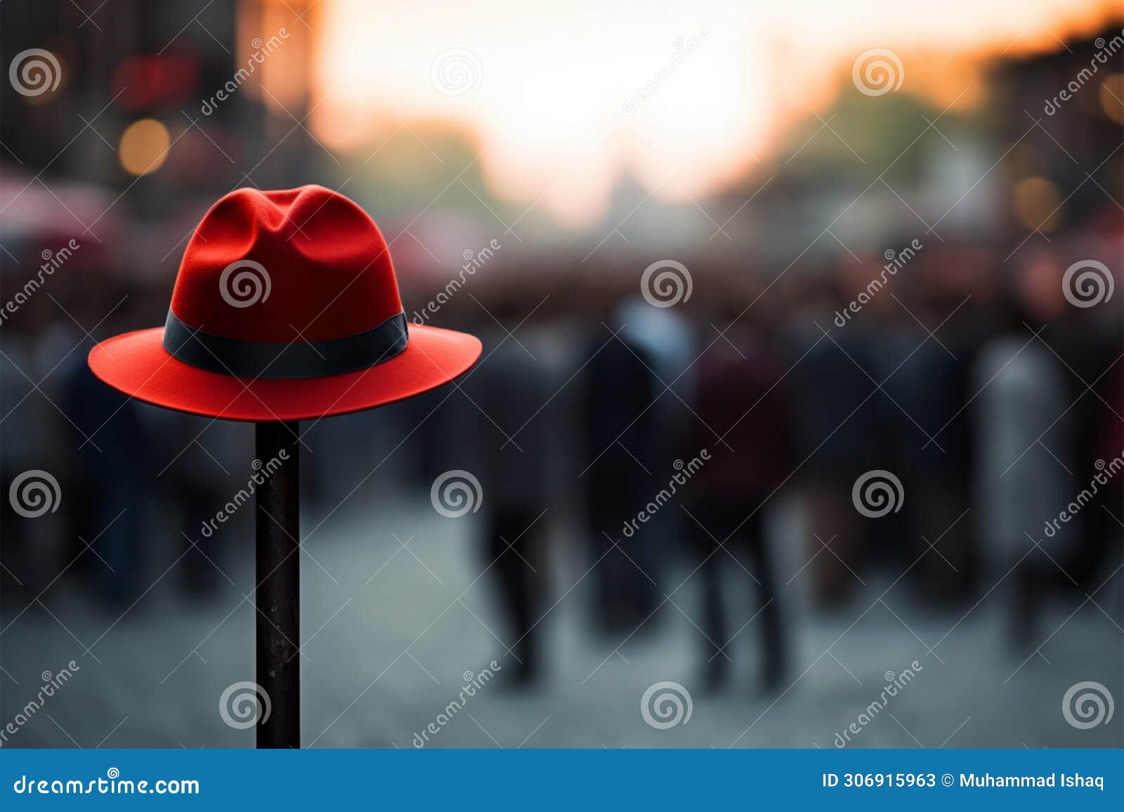 Red Hat Pops on Pole, a Standout in Bustling Crowd Stock Illustration ...