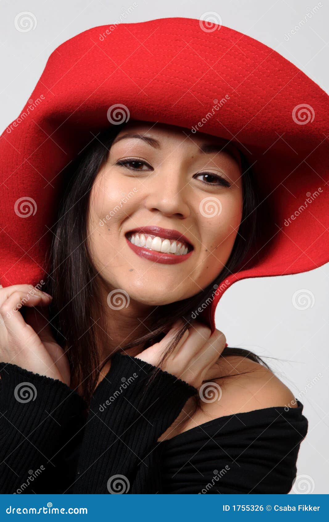 Red hat woman stock photo. Image of model, ethnic, fashion - 1755326