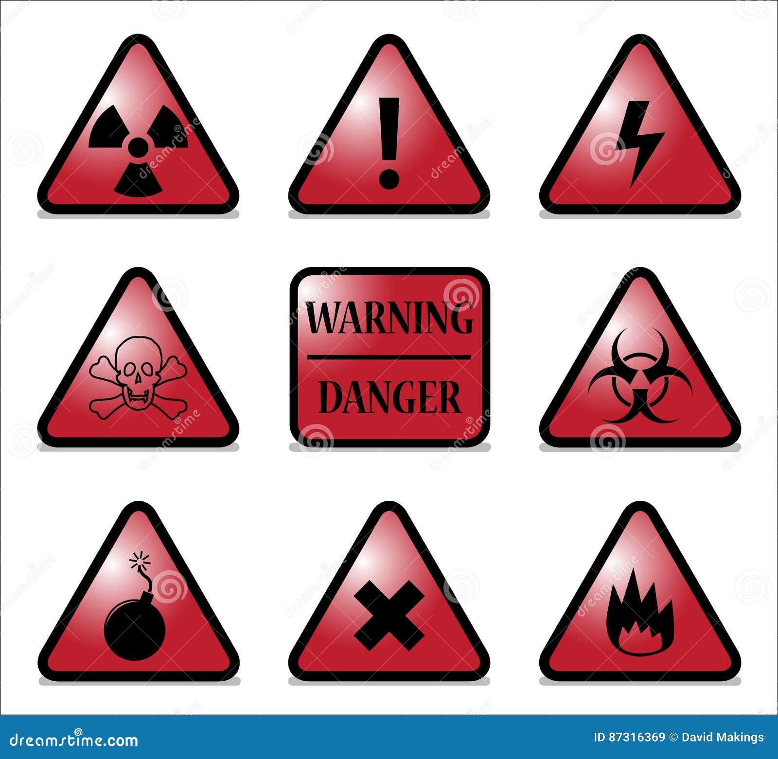 Red Hazard Triangles stock illustration. Illustration of copy - 87316369