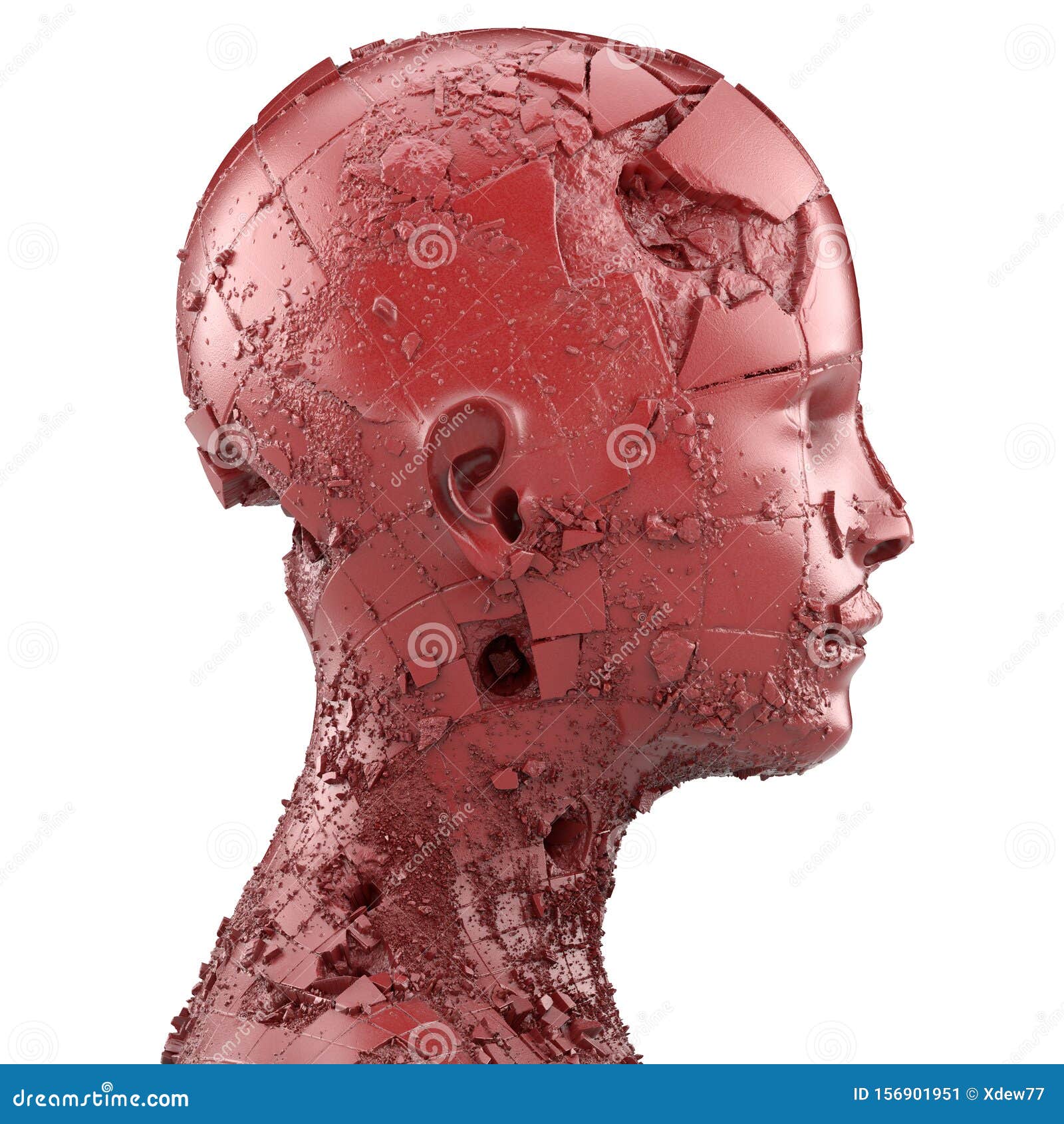 Red head broken in pieces stock illustration. Illustration of damaged ...