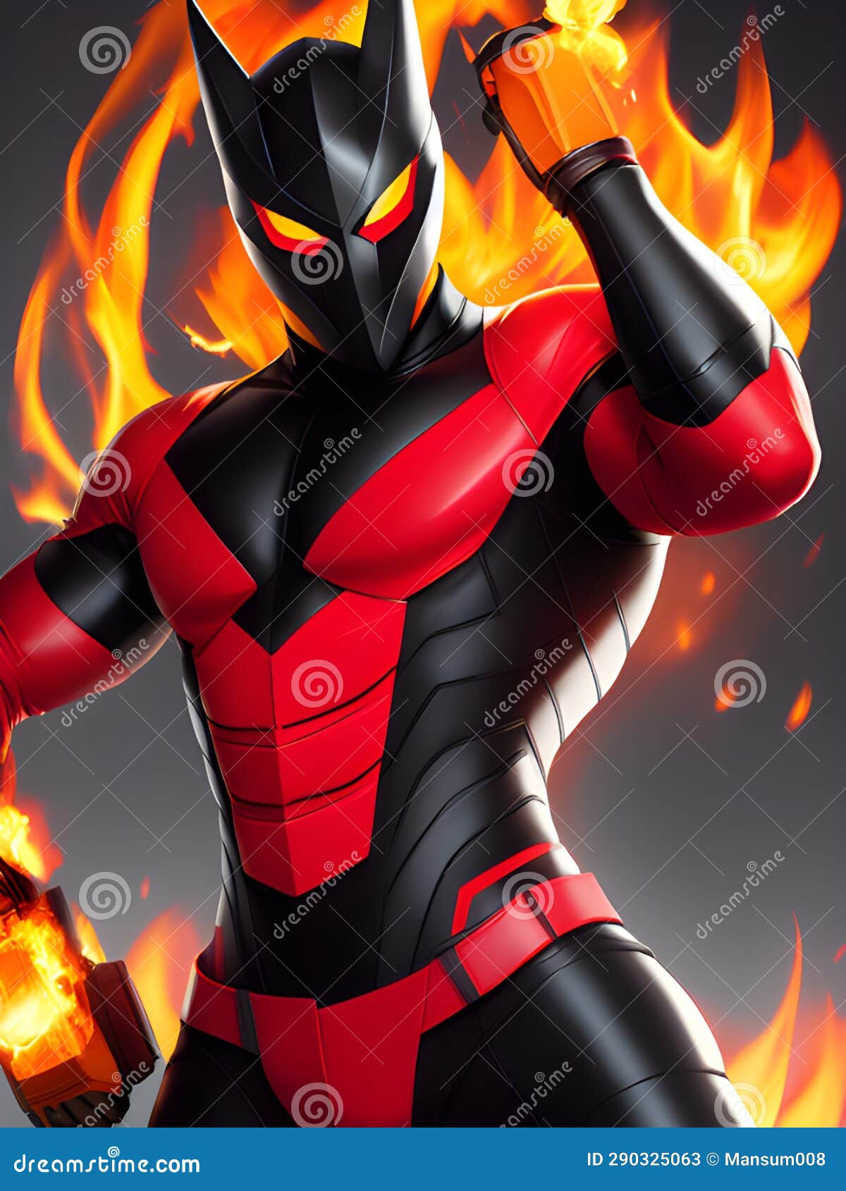 A Red Head of a Devil in the Middle of the Fire Stock Illustration ...