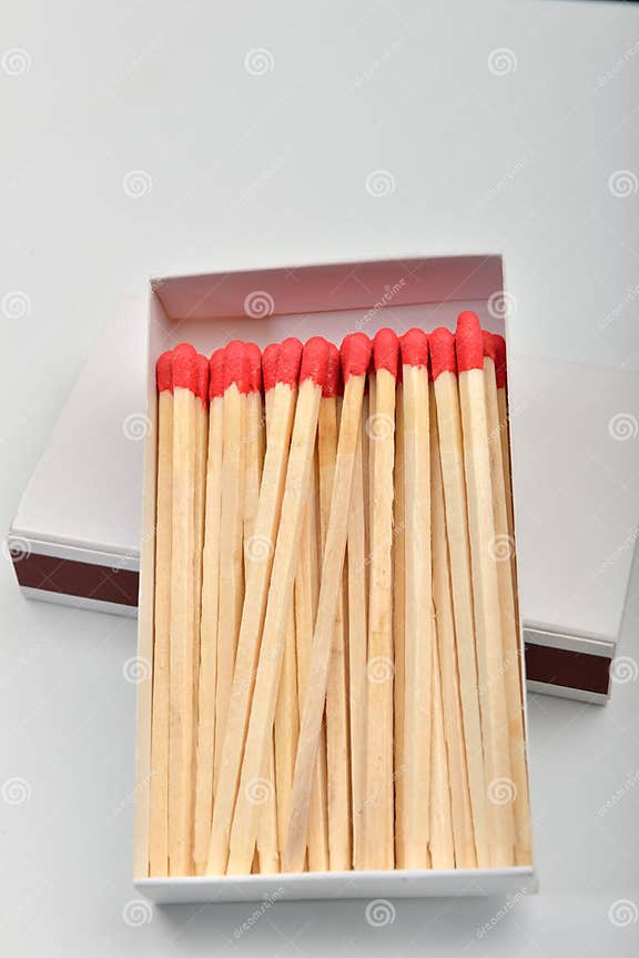 Red Head Matches in a White Opened Box on White Background Stock Image ...