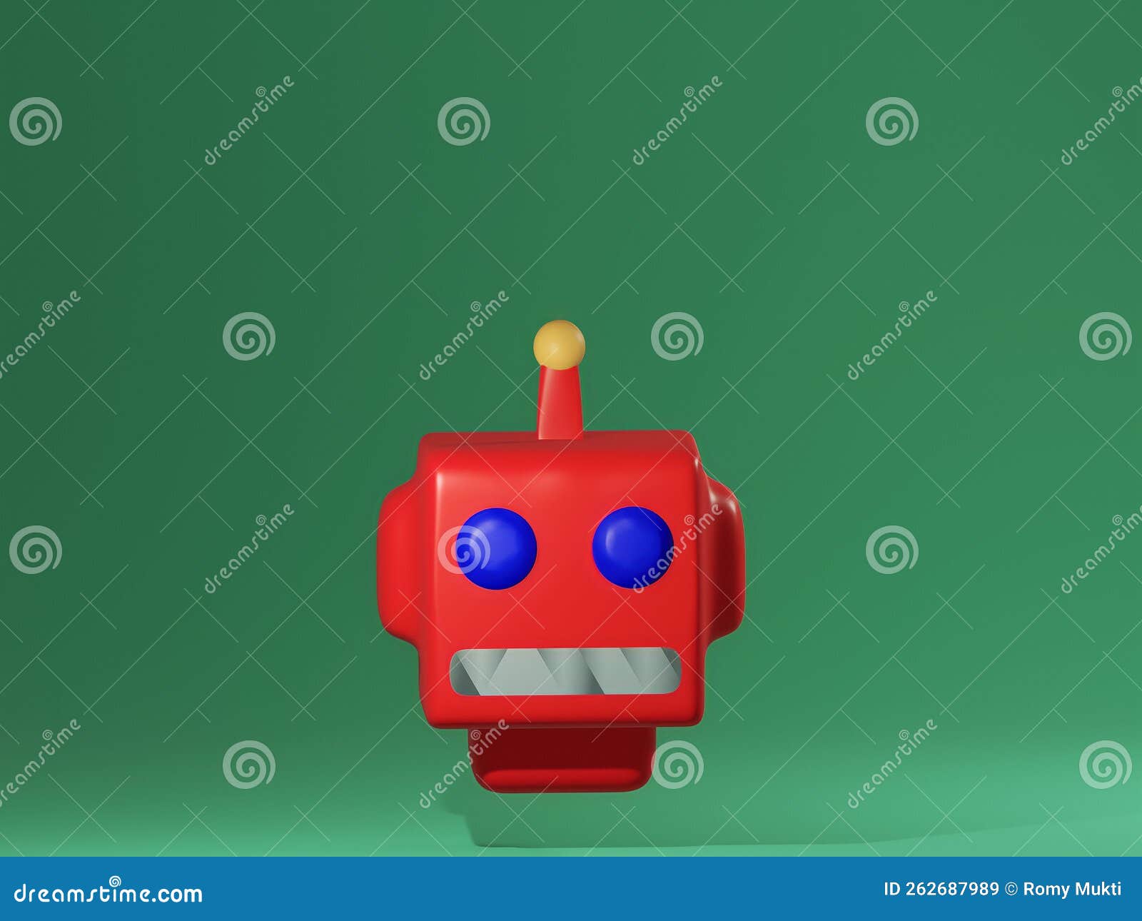 Red Head Robot Yellow Signal 3d Art Rendering Stock Illustration ...