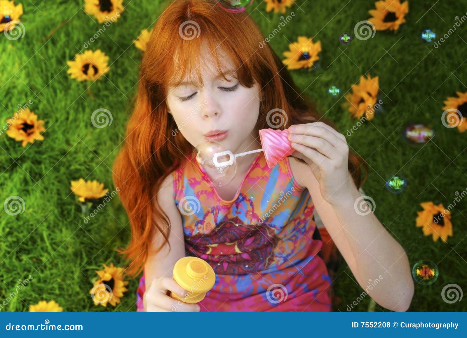 Girl Blowing Puffer At Birthday Party Stock Image | CartoonDealer.com ...