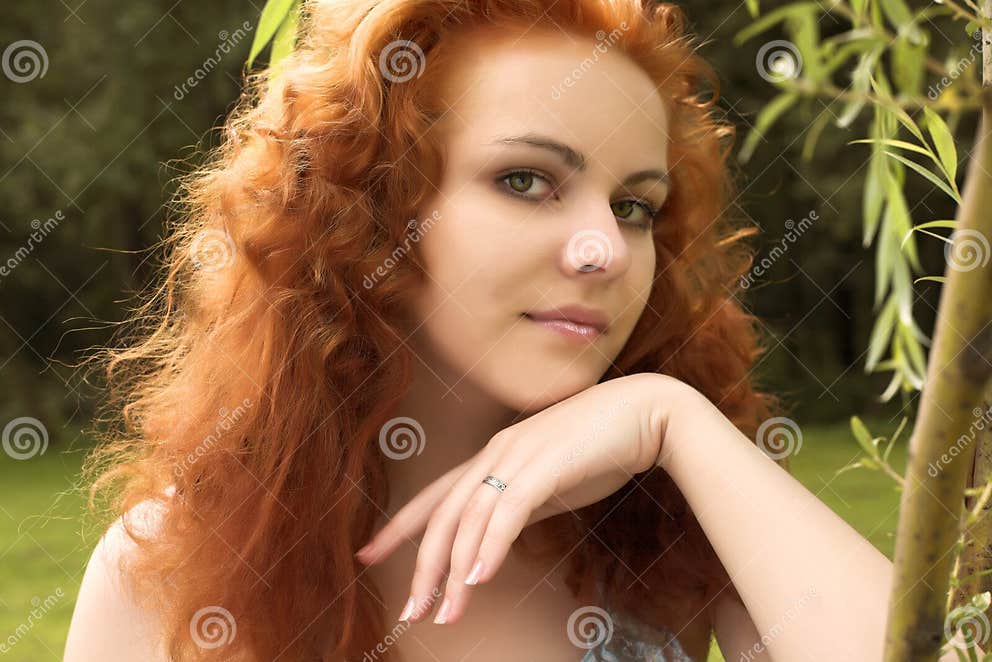 Red-headed nymph stock image. Image of cute, fairy, cheerful - 7327029