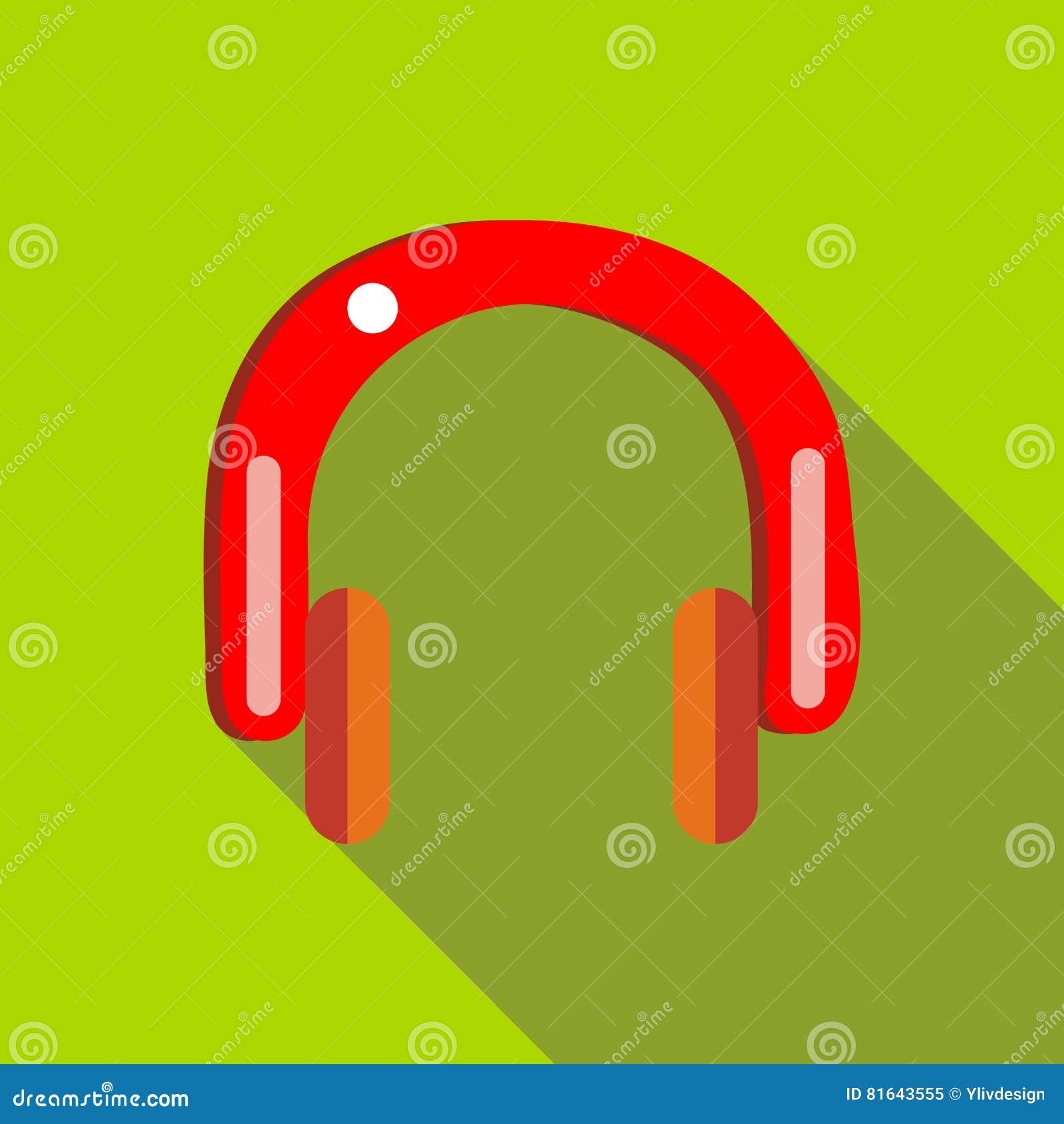 Red Headphones Icon in Flat Style Stock Vector - Illustration of icon ...