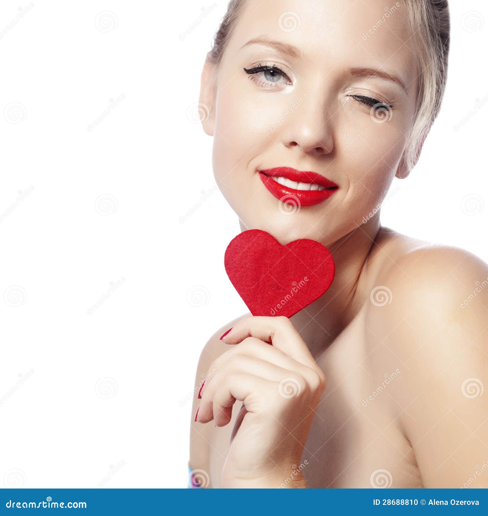 Red heart stock photo. Image of lipstick, isolated, manicure - 28688810