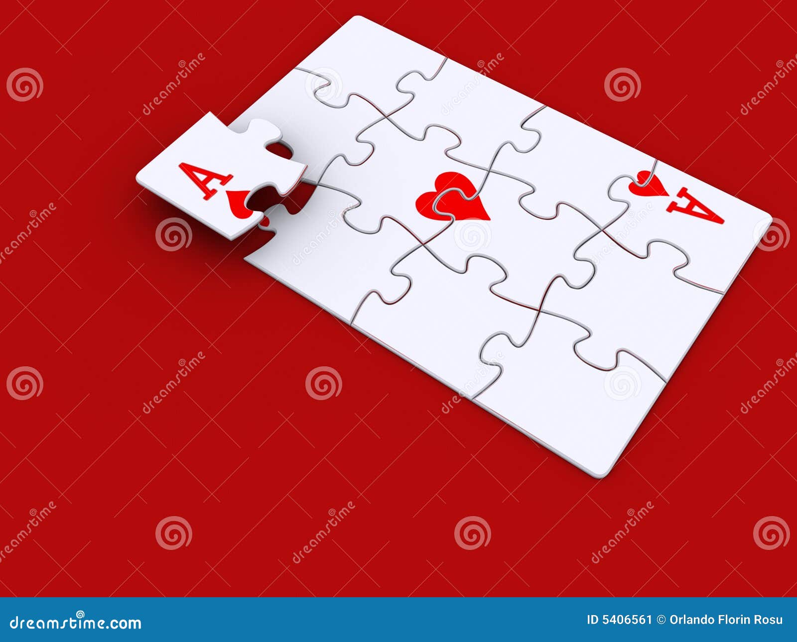 Red heart ace puzzle stock illustration. Illustration of white - 5406561