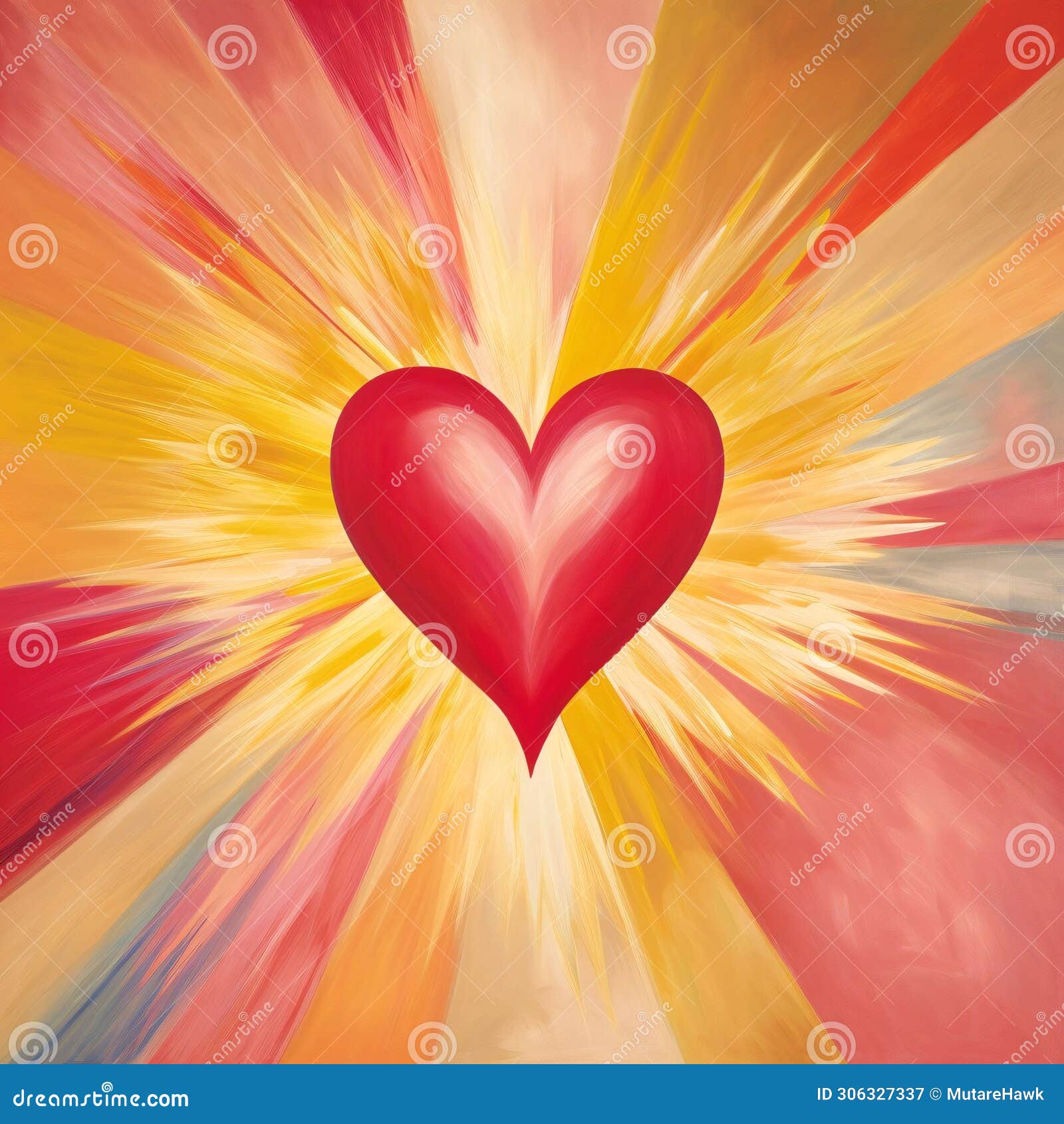 Red Heart Around Bright Yellow Rays of Light. Heart As a Symbol of ...