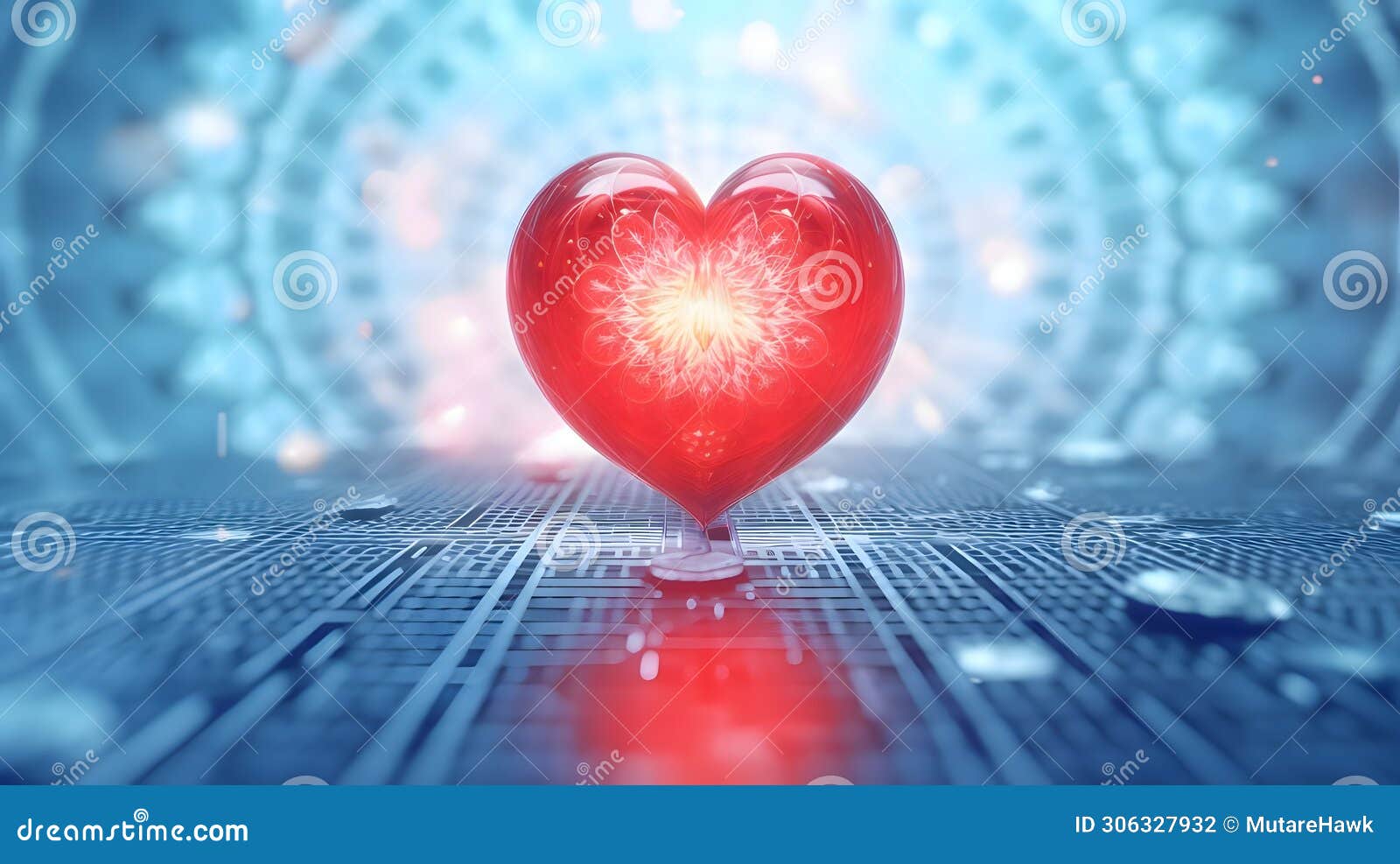 Red Heart Around. a Large Decorated Circle and Bars Stock Vector ...