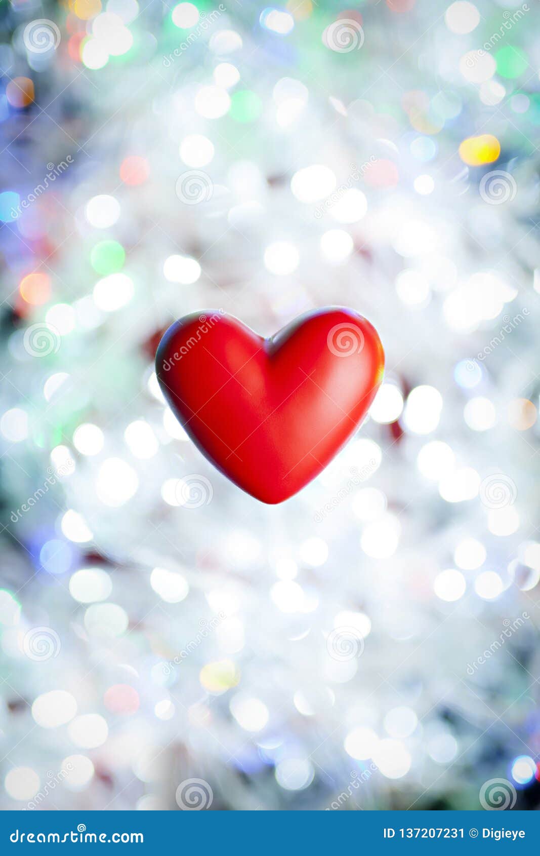 Red Heart on a Background of Blurred Lights Stock Image - Image of love ...