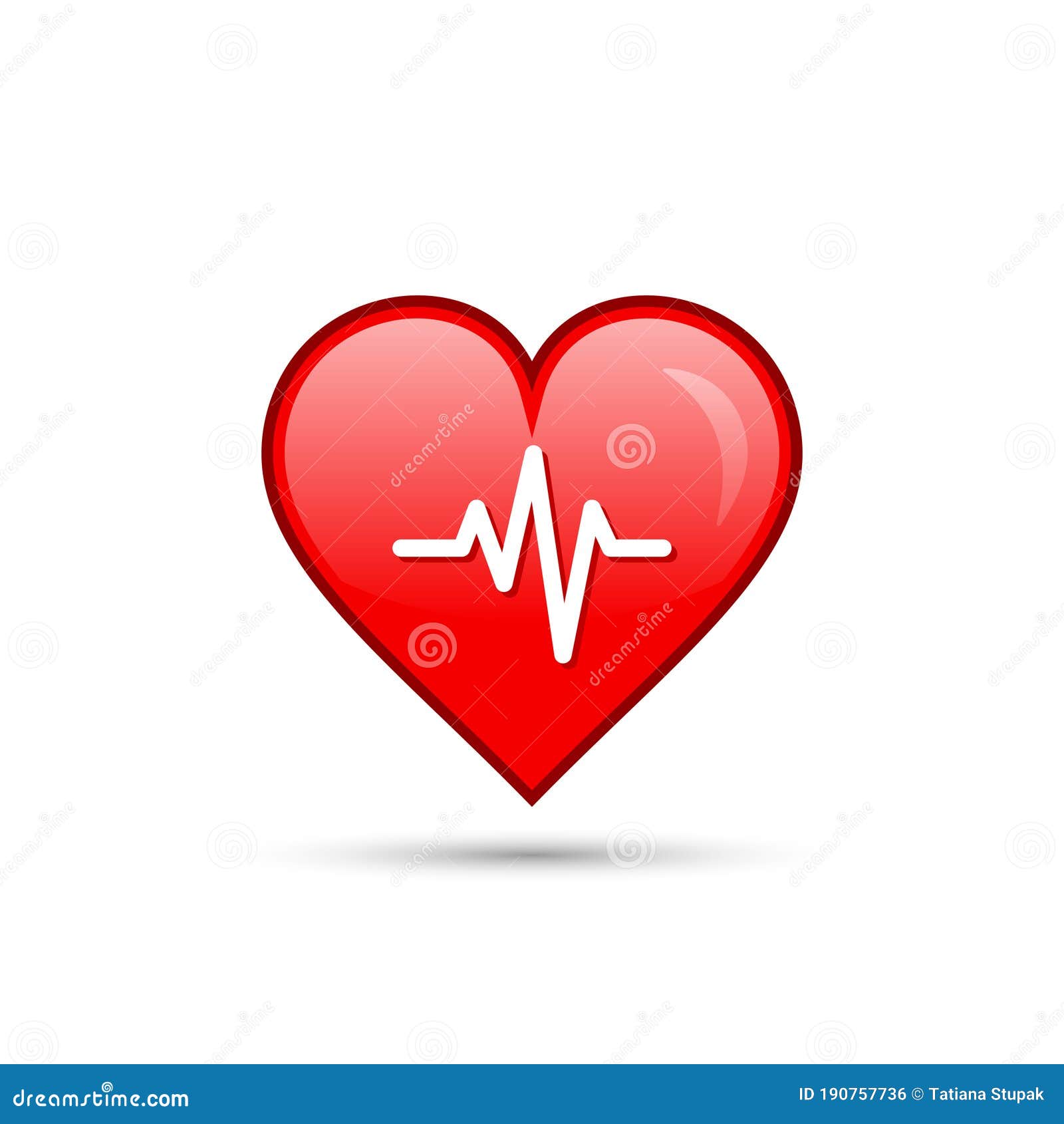 Red Heart Beat Cardiogram Isolated Icon on White. Vector Stock Vector ...