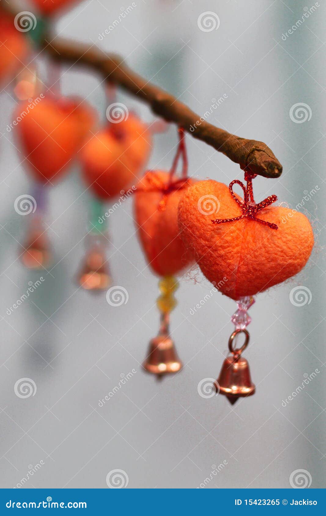 Red heart with bell stock image. Image of bead, coniferous - 15423265