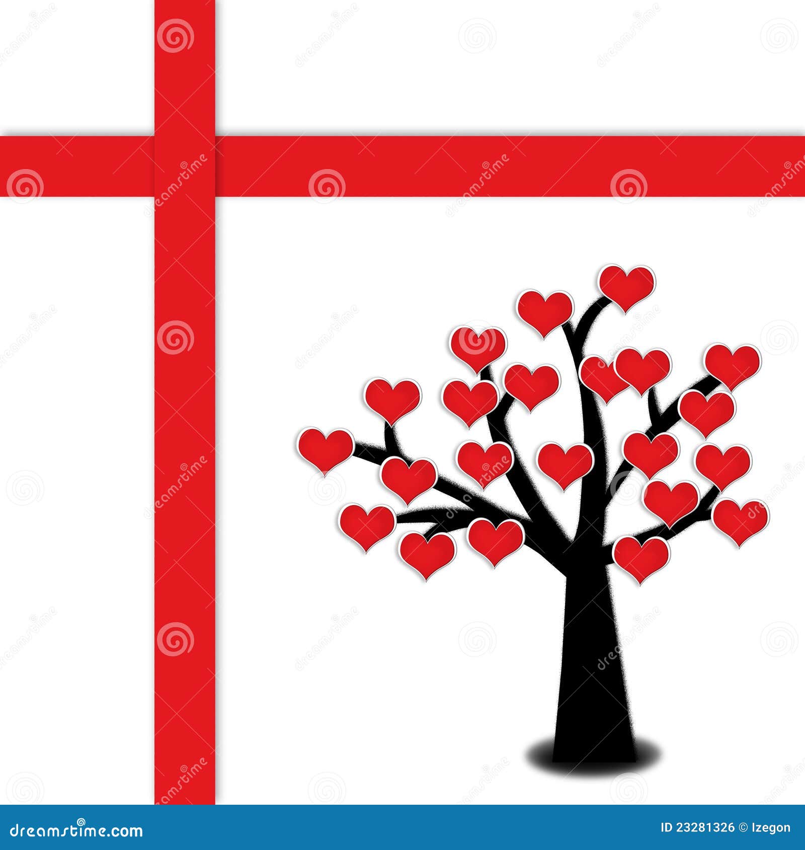 Red heart blooming on tree stock illustration. Illustration of clear ...
