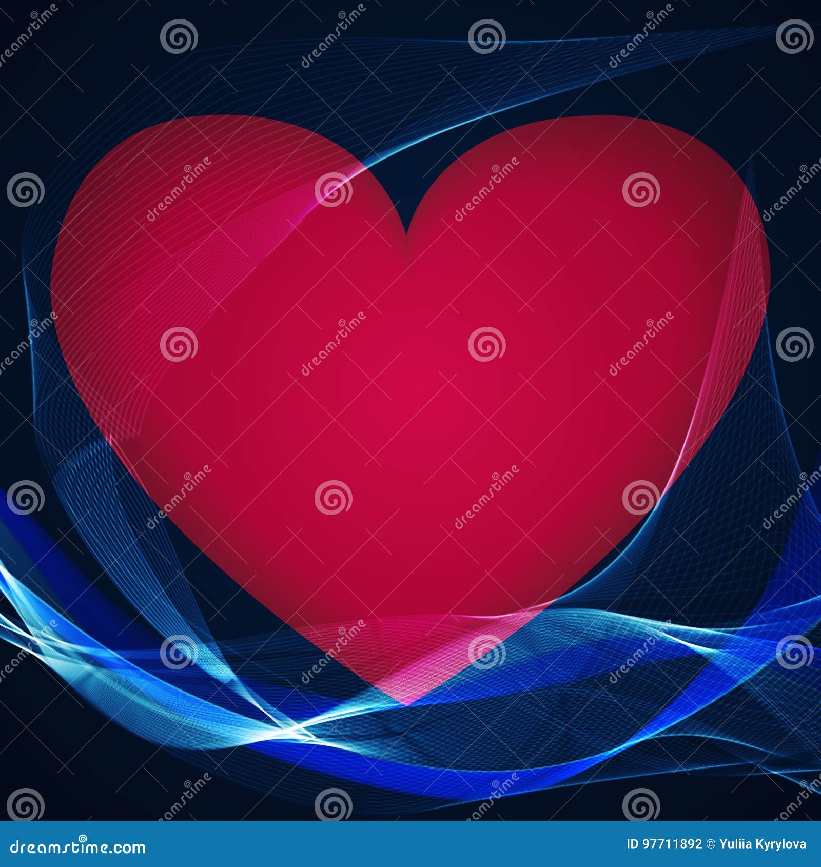 Red Heart on a Blue Background Stock Vector - Illustration of ...