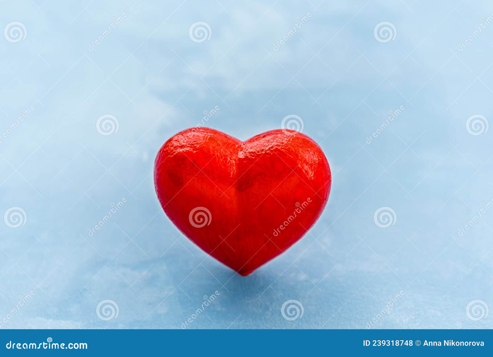 Red Heart on a Blue Background. Stock Photo - Image of hand, compliment ...