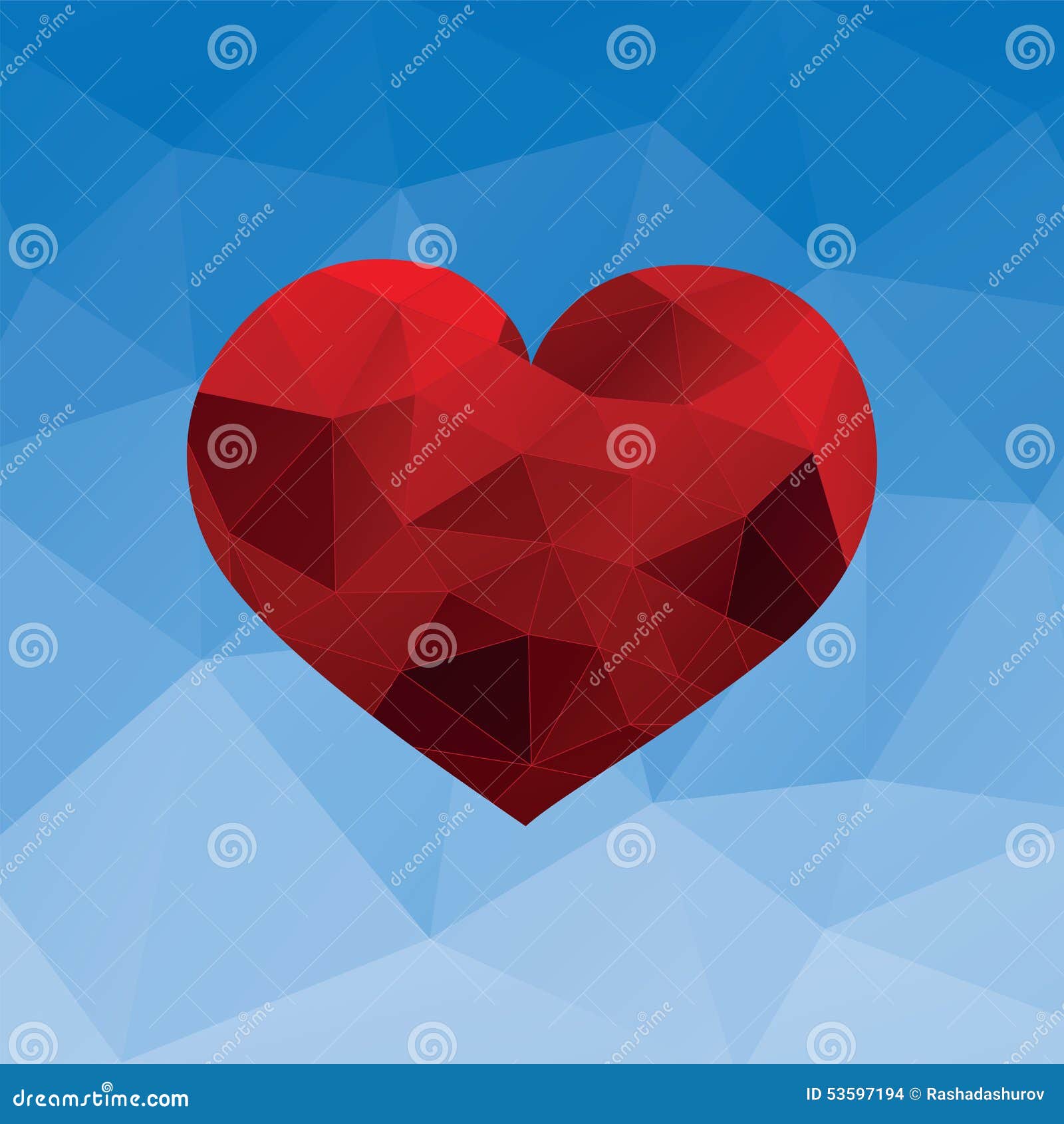 Red Heart on Blue Background Stock Vector - Illustration of decor ...