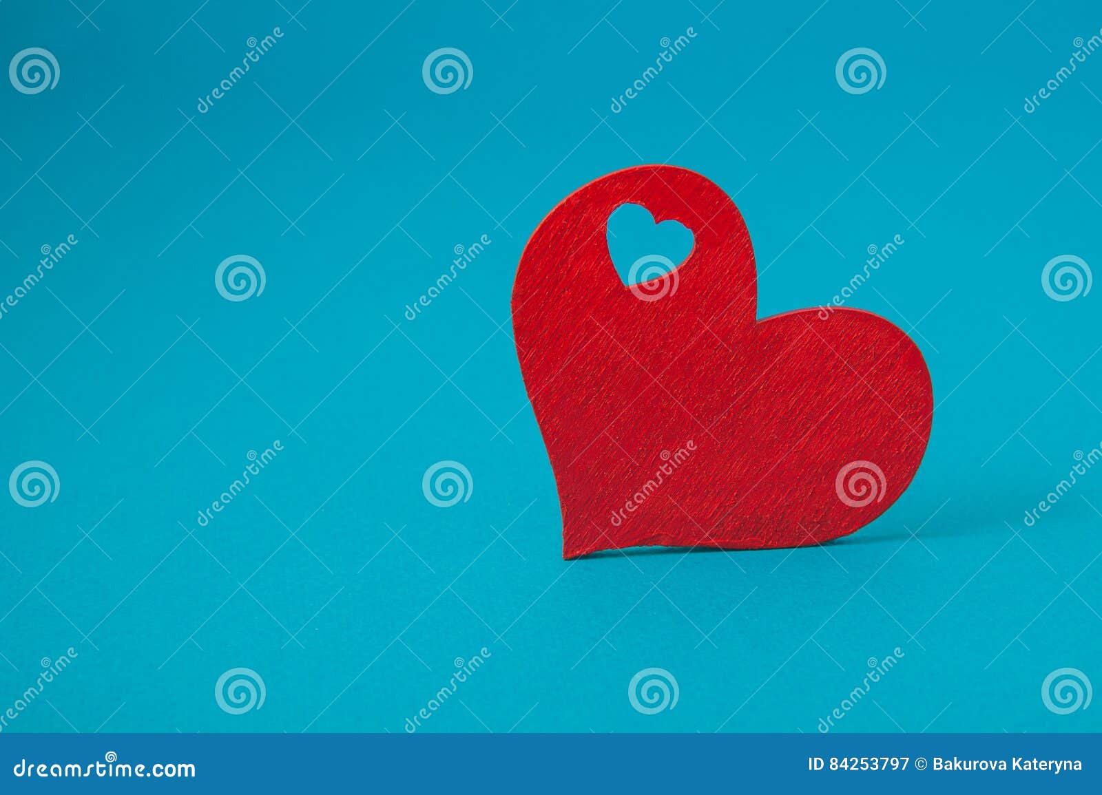 Red Heart on Blue Background Stock Image - Image of closeup, texture ...