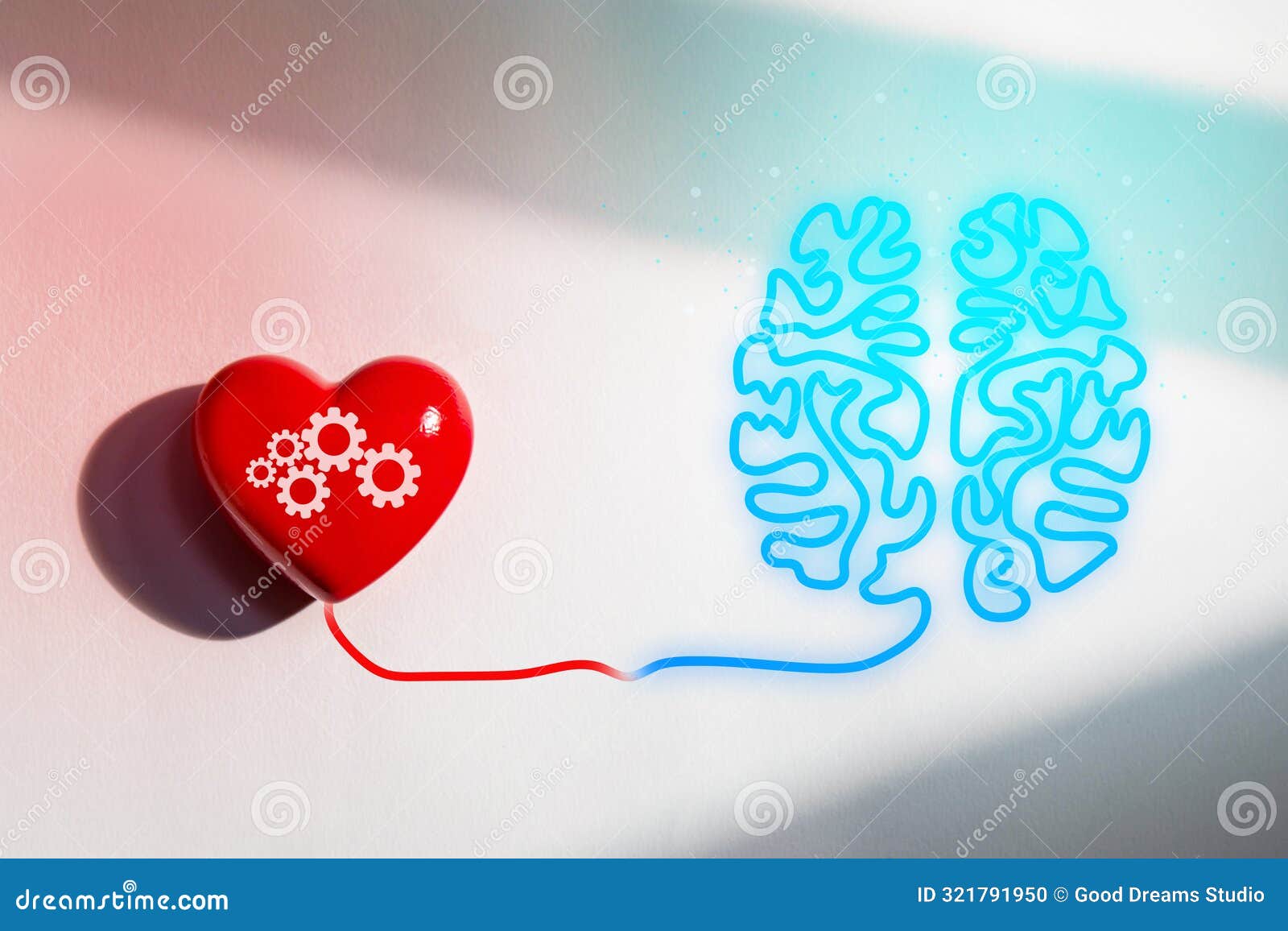 Red Heart and Blue Brain Connect, Brain and Heart. Logic and Emotional ...