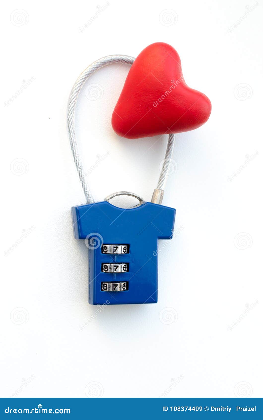 Red Heart on the Blue Combination Lock Stock Image - Image of ...