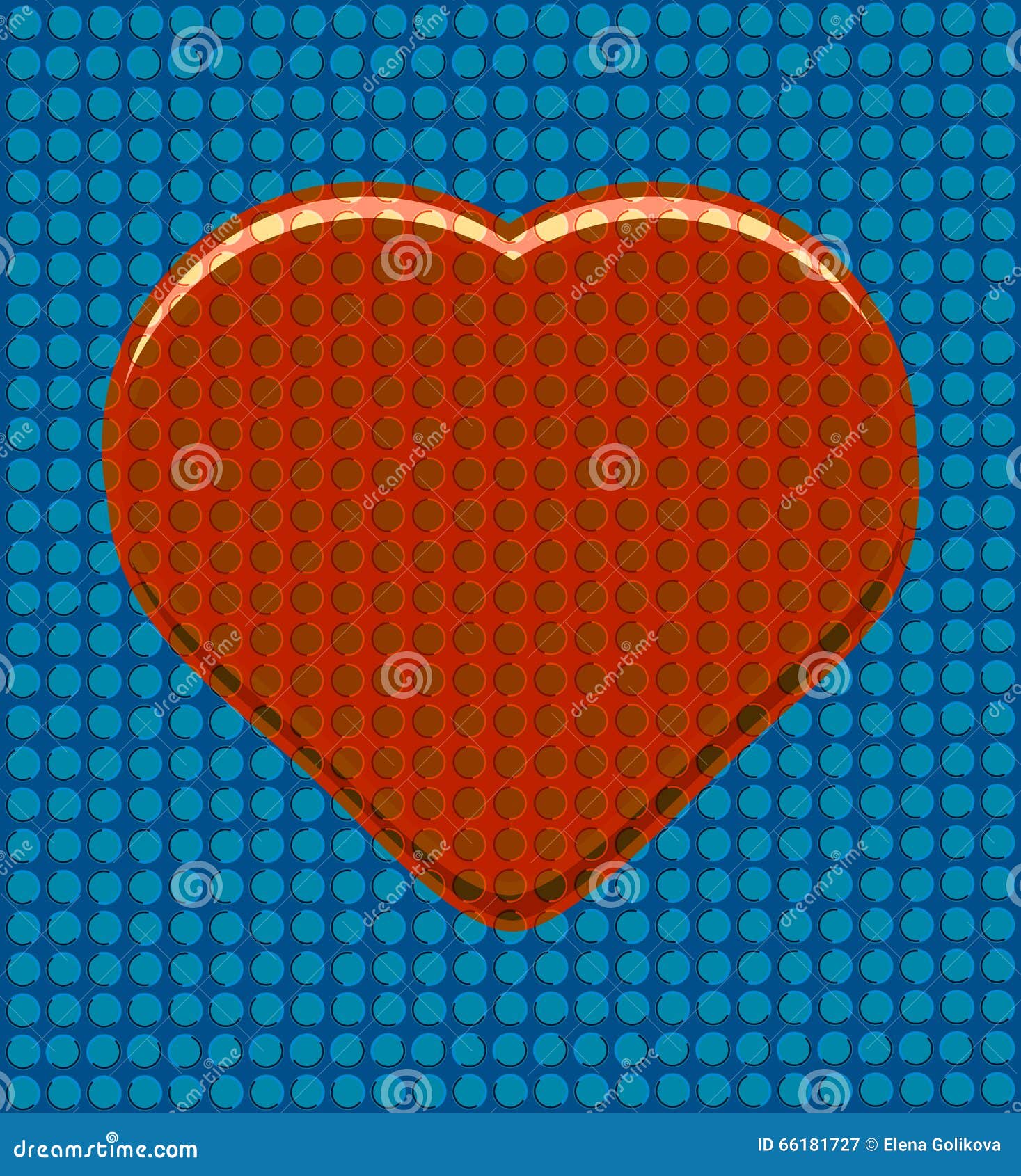 Red Heart on a Blue Perforated Background Stock Vector - Illustration ...