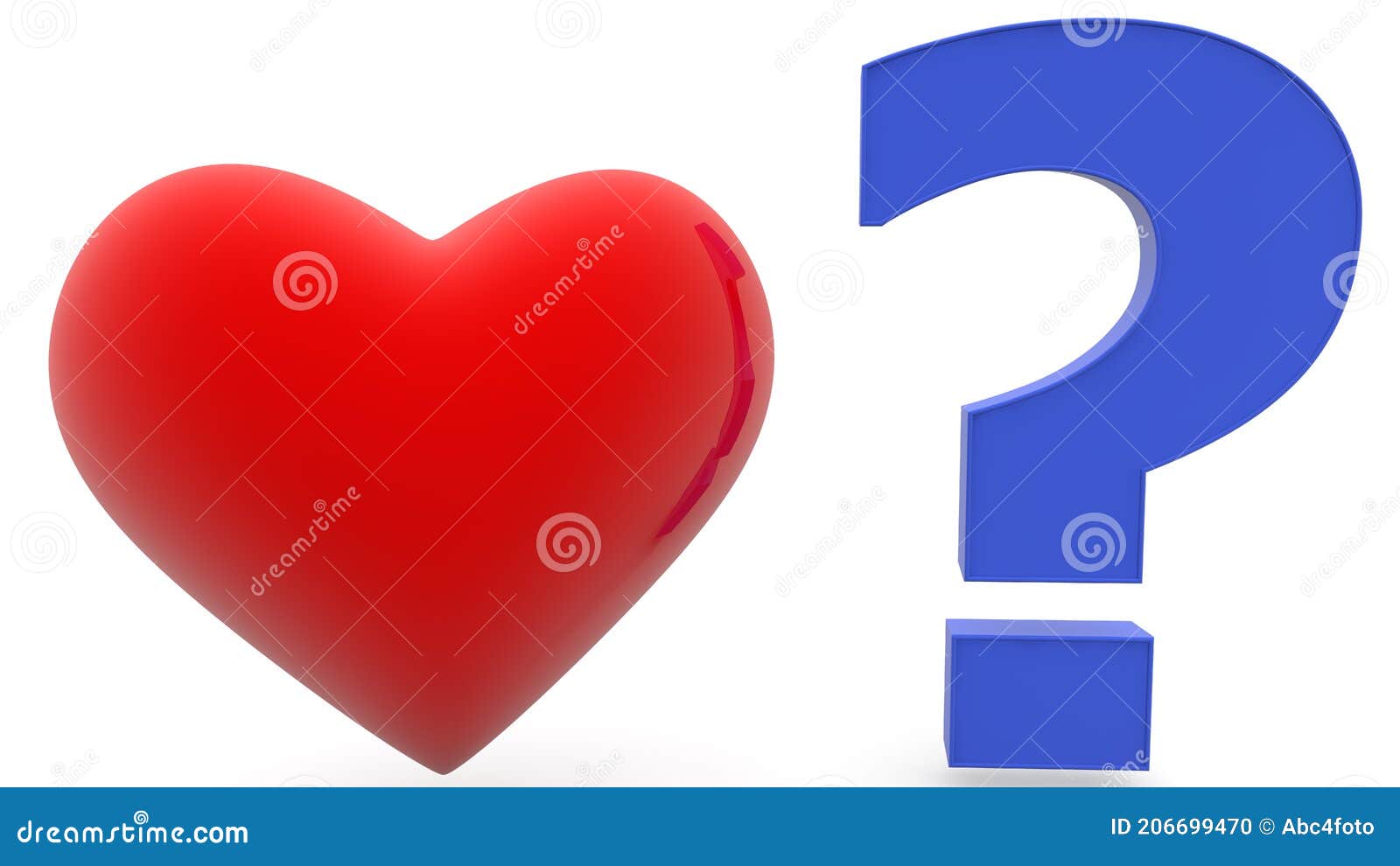 Red Heart with Blue Question Mark Stock Illustration - Illustration of ...