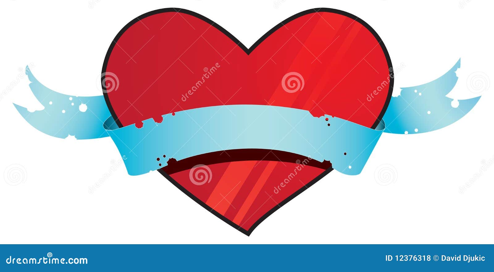 Red heart in blue ribbon stock illustration. Illustration of nice ...