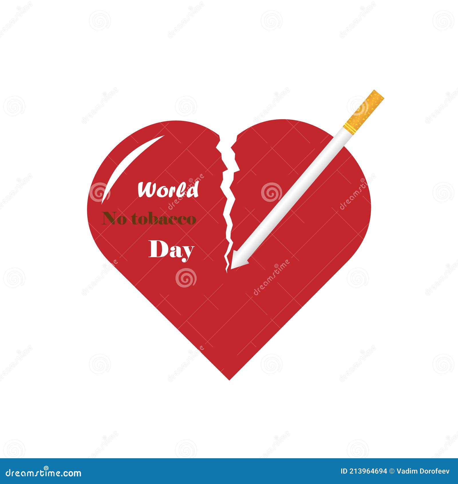 A Red Heart Broken by a Cigarette Like a Spear. Symbol of Harmfulness ...