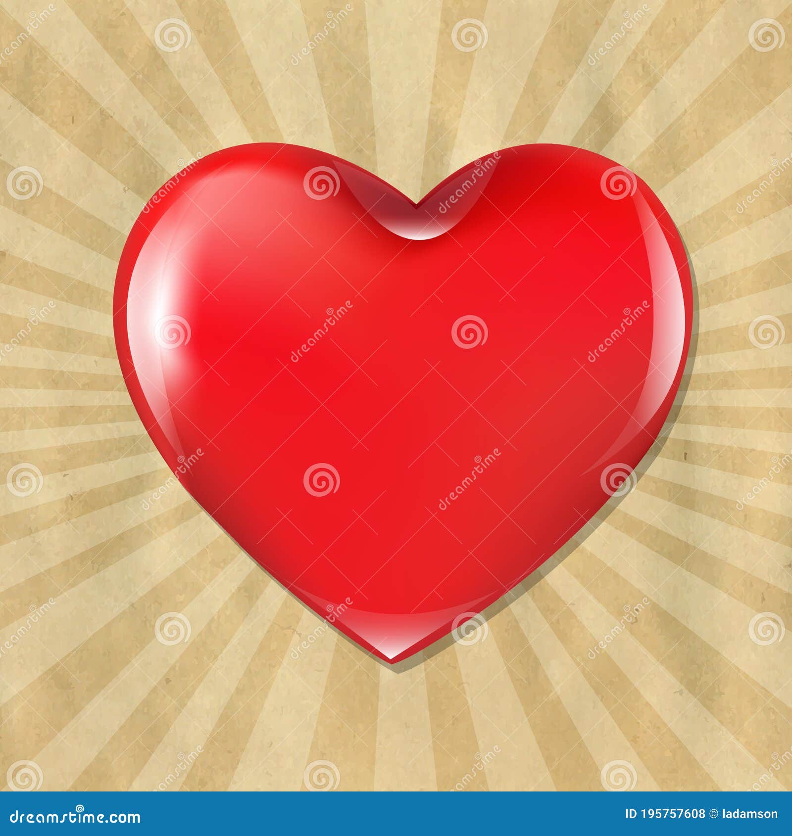 Red Heart with Cardboard Structure with Sunburst Stock Vector ...