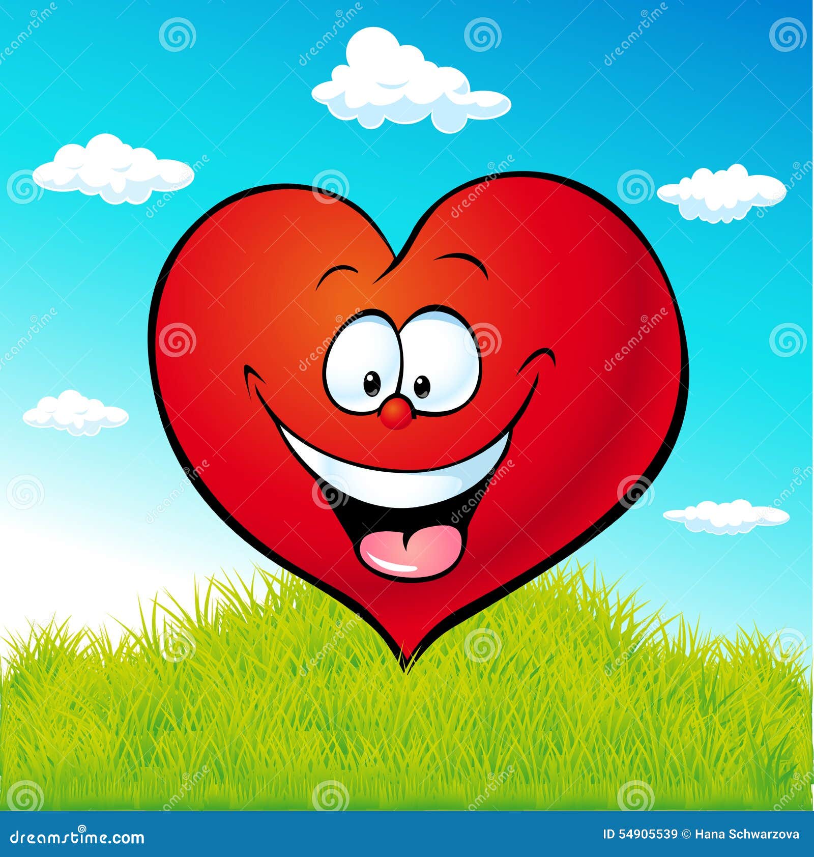 Red Heart Cartoon on Green Grass Stock Vector - Illustration of human ...
