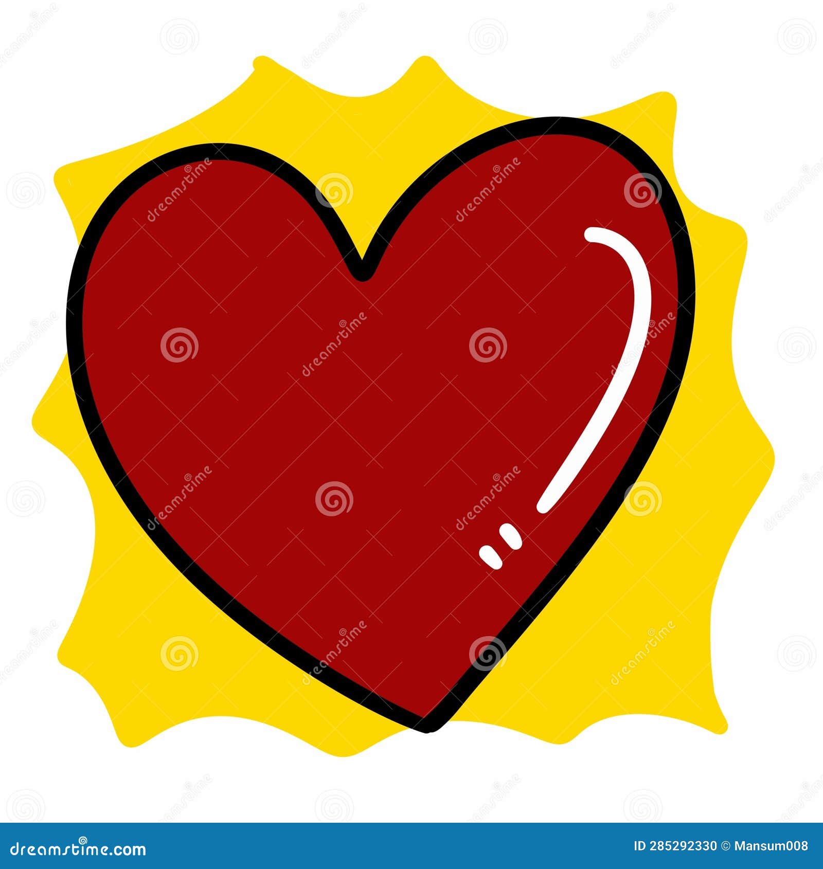 Red Heart Cartoon on White Background Stock Illustration - Illustration ...