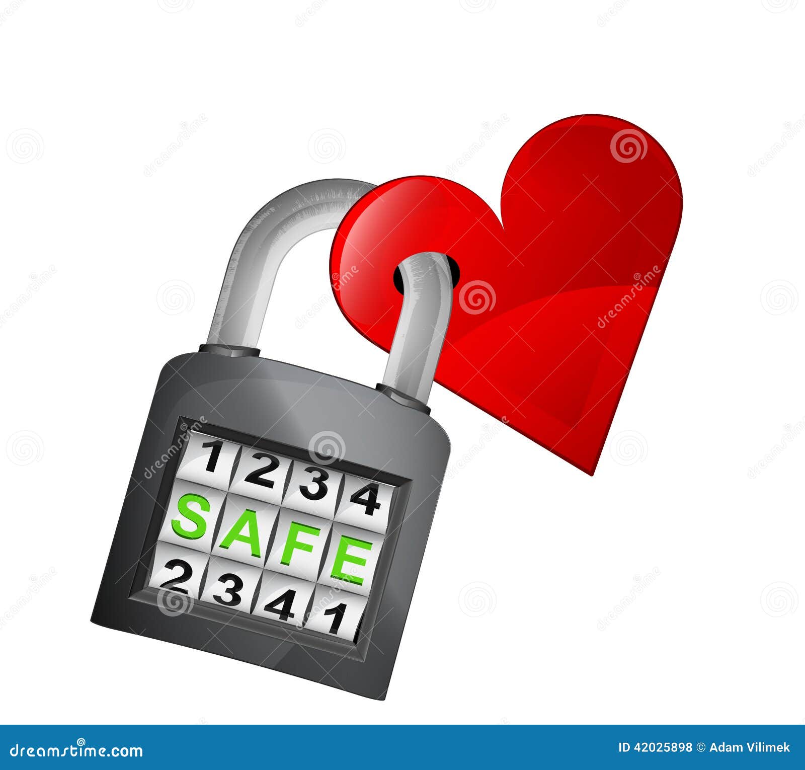 Red Heart Caught in Security Closed Padlock Isolated Vector Stock ...