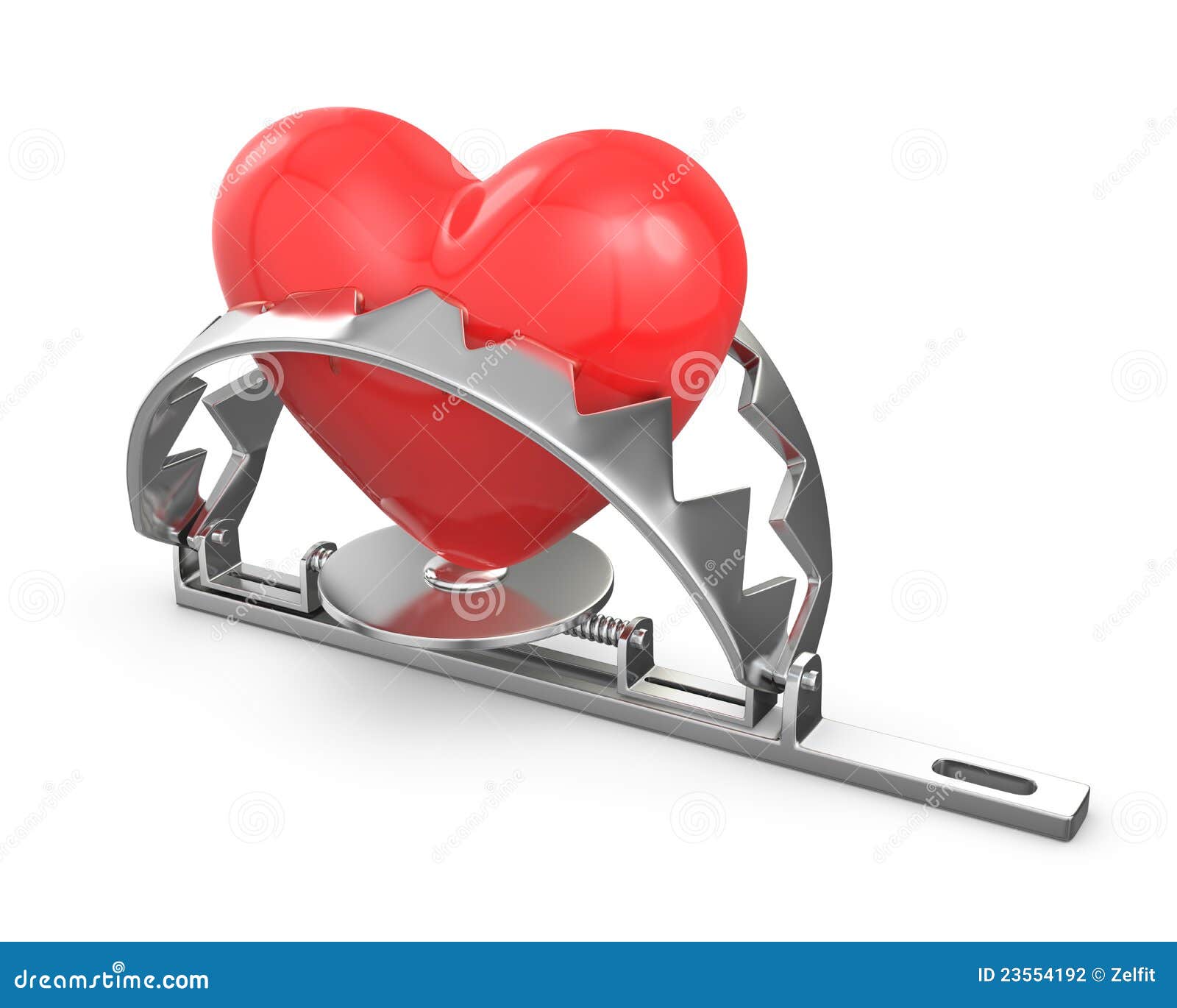 Red heart caught in a trap stock illustration. Illustration of danger ...