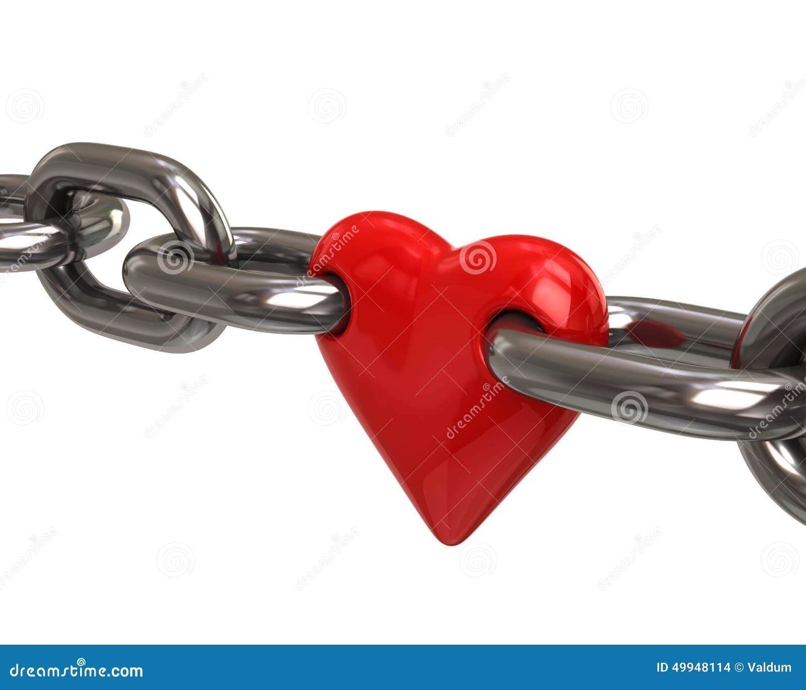 Red heart in chain stock illustration. Illustration of marriage - 49948114