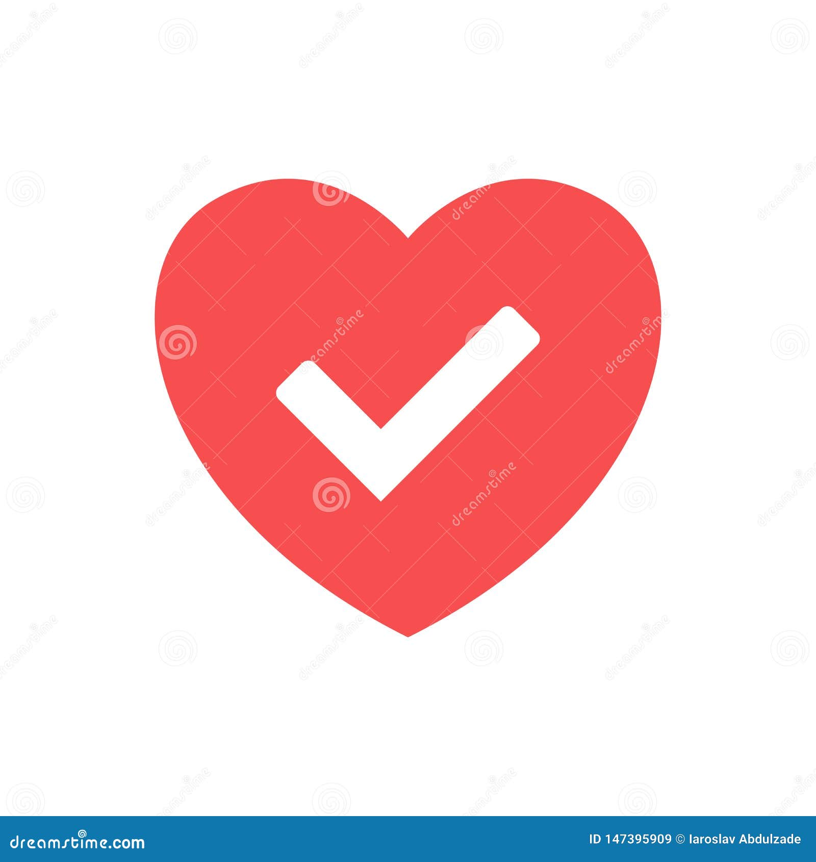 Red Heart Check. Vector Icon of Heart. Vector Illustration on White ...