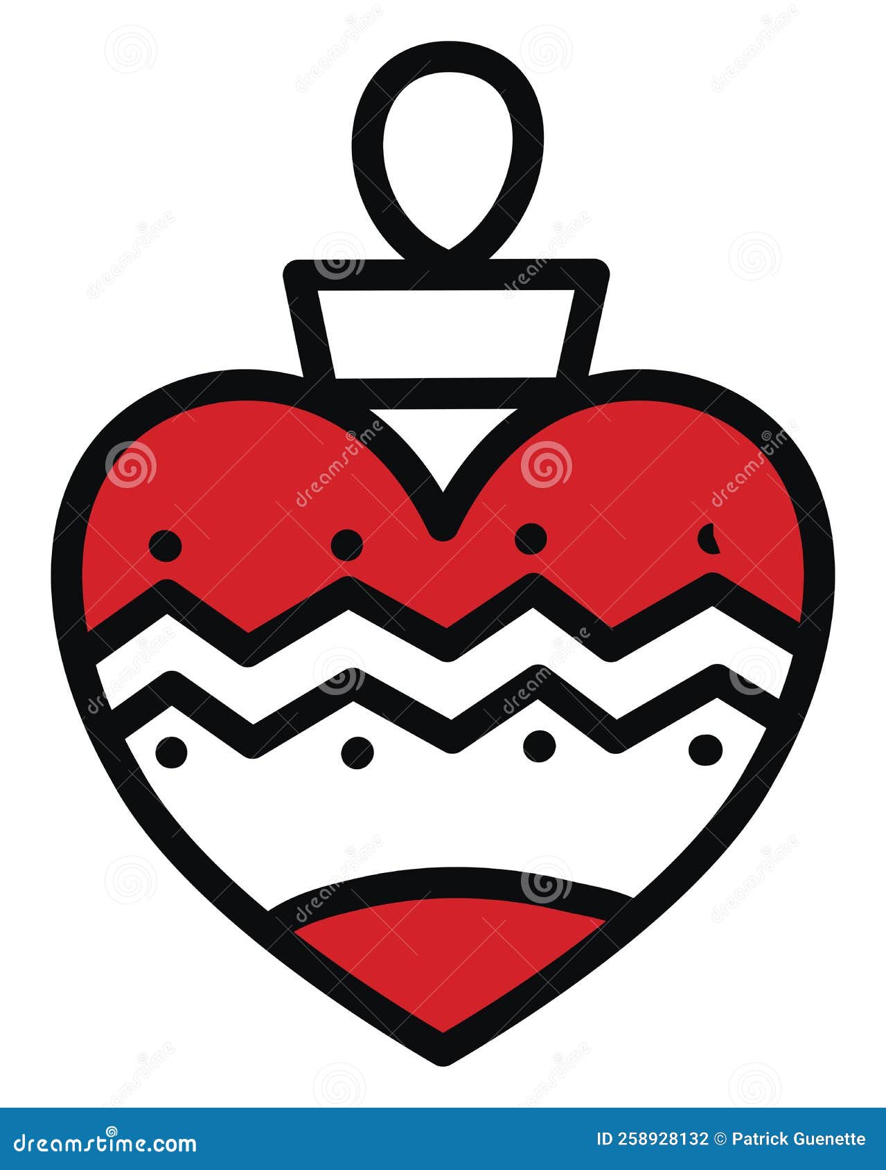 Red Heart Christmas Decoration, Icon Stock Vector - Illustration of ...