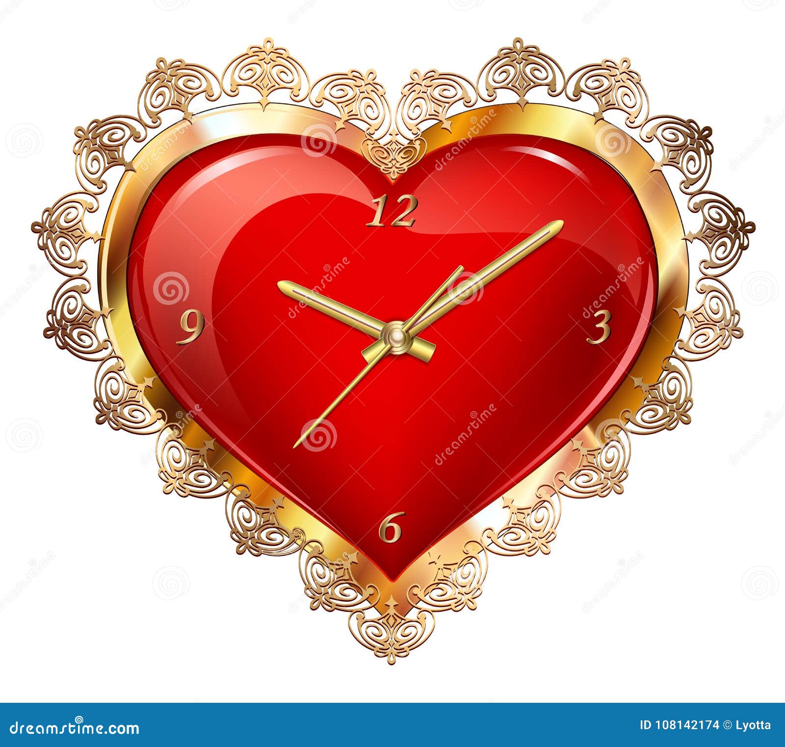 A Heart Clock Is Smiling On A White Background. Royalty-Free Stock ...