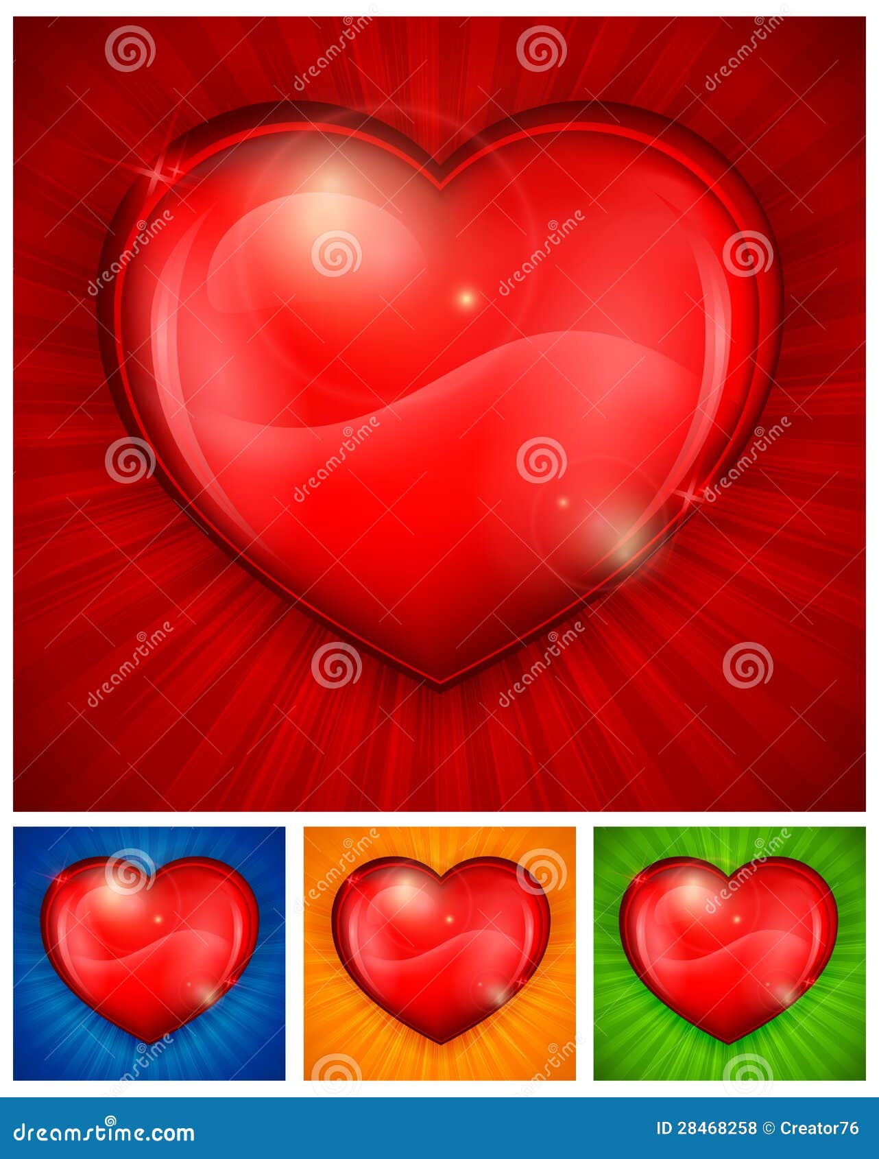 Red heart on color stock vector. Illustration of beauty - 28468258