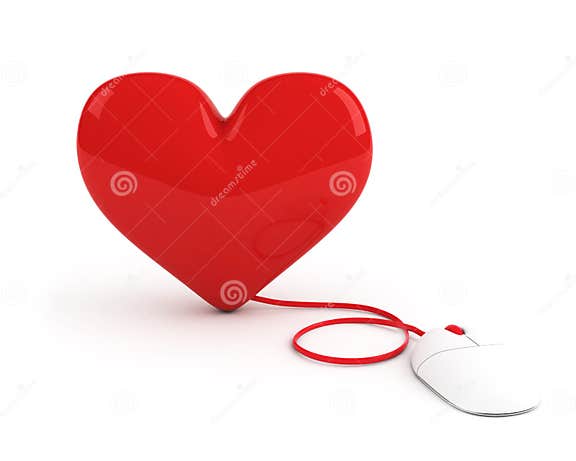 Red Heart Controled by Computer Mouse Stock Illustration - Illustration ...